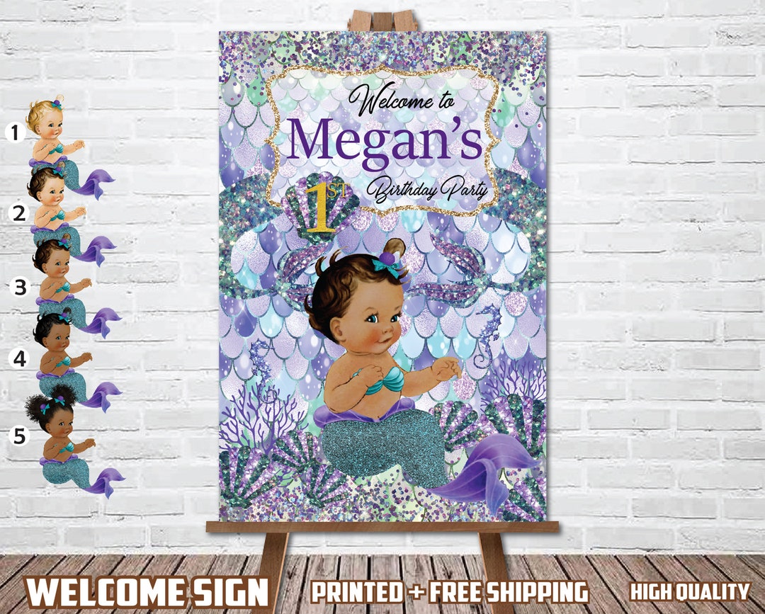 Mermaid Baby Birthday Welcome Sign - Etsy