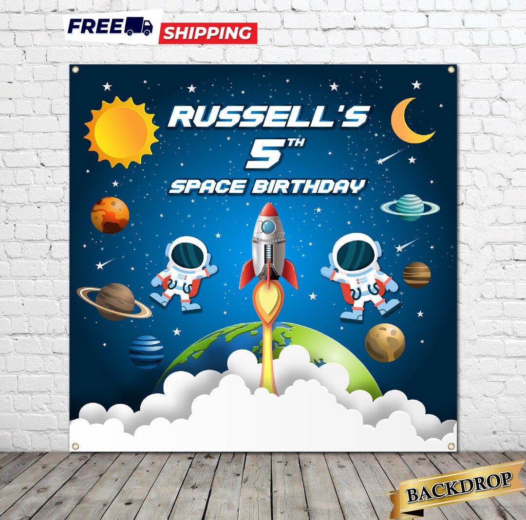 Space Astronaut Birthday Backdrop - Etsy