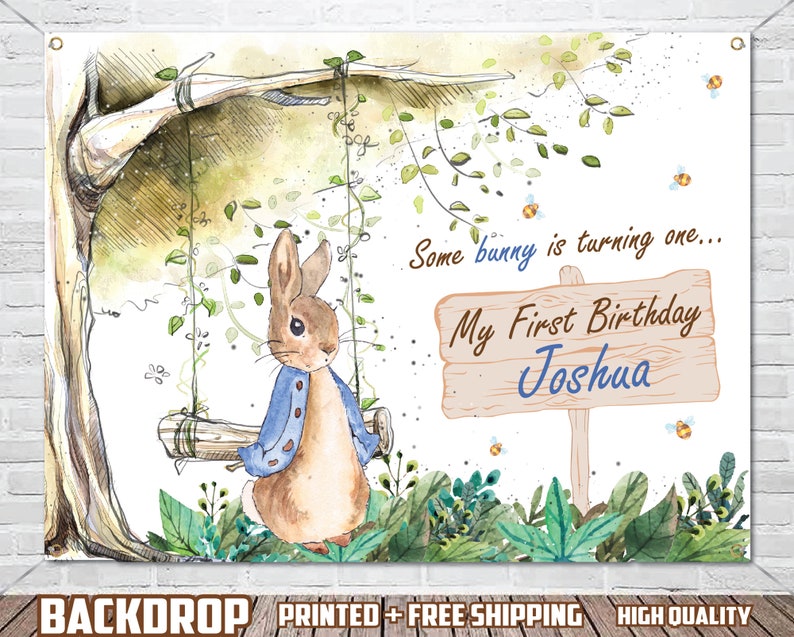 Cute Rabbit Birthday Backdrop - Etsy