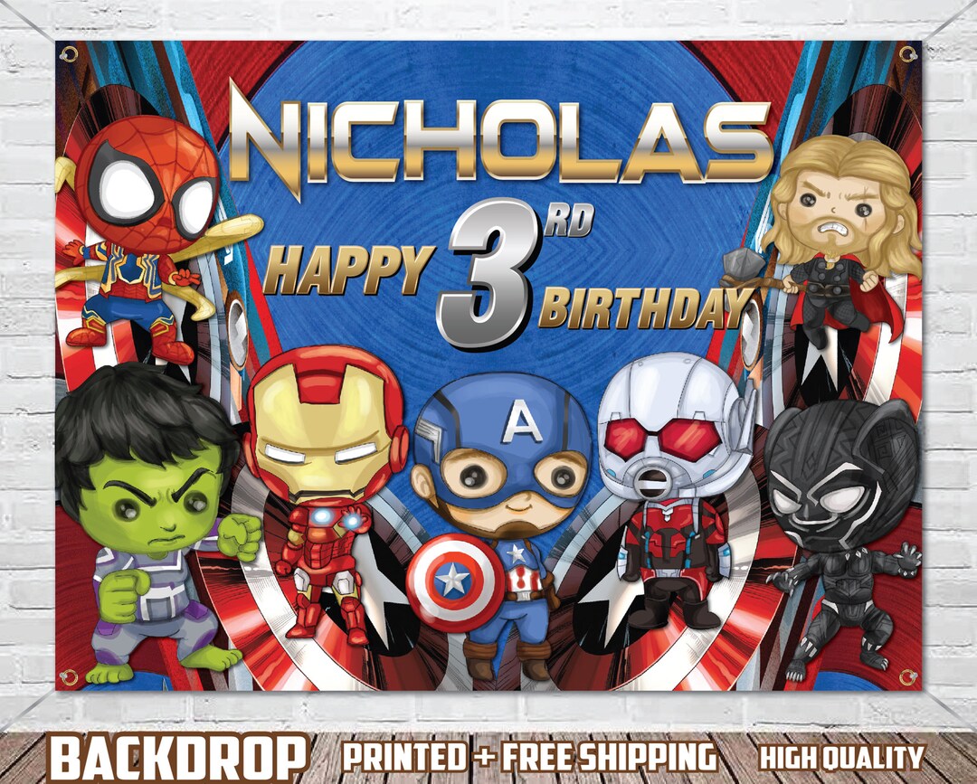 Super Heroes Birthday Backdrop - Etsy