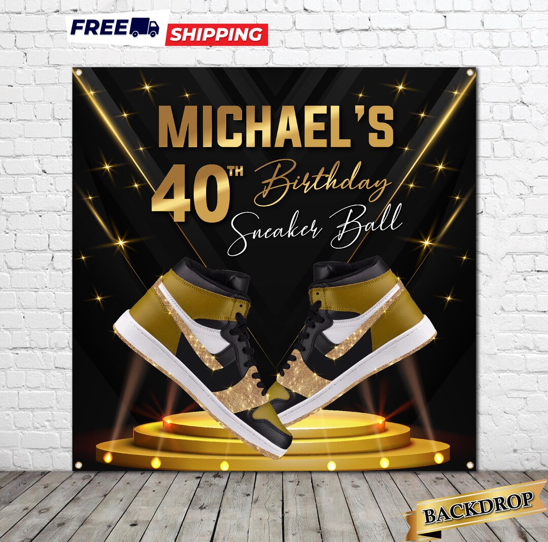 Sneaker Ball Black Gold Birthday Backdrop - Etsy