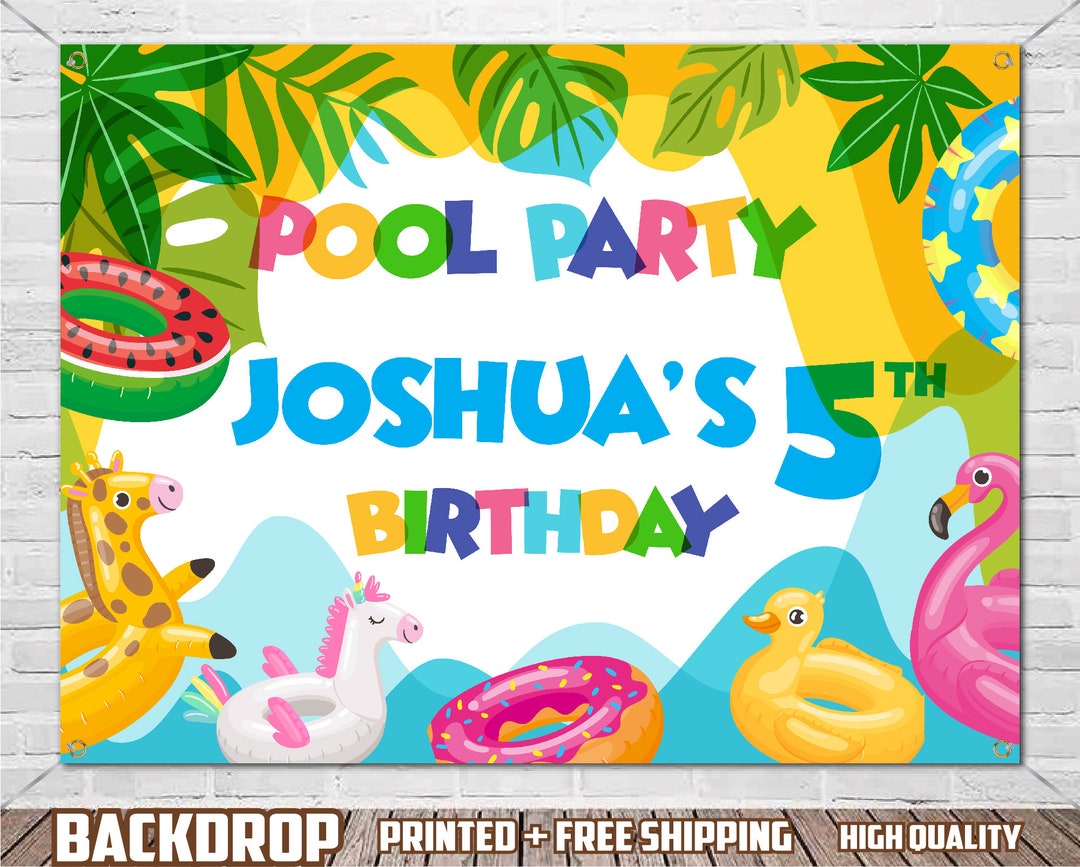 Pool Party Summer Birthday Backdrop - Etsy