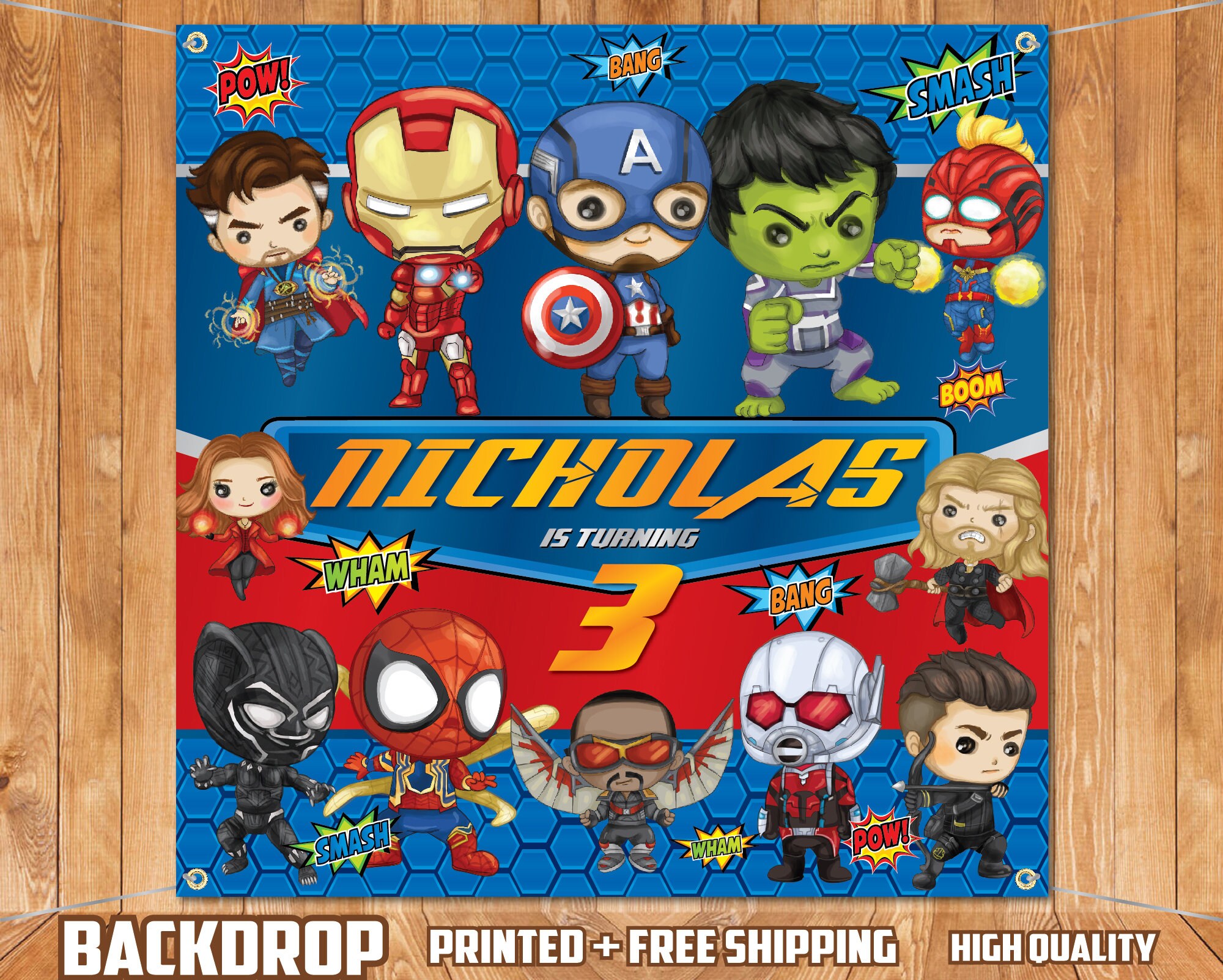 Super Heroes Birthday Backdrop - Etsy