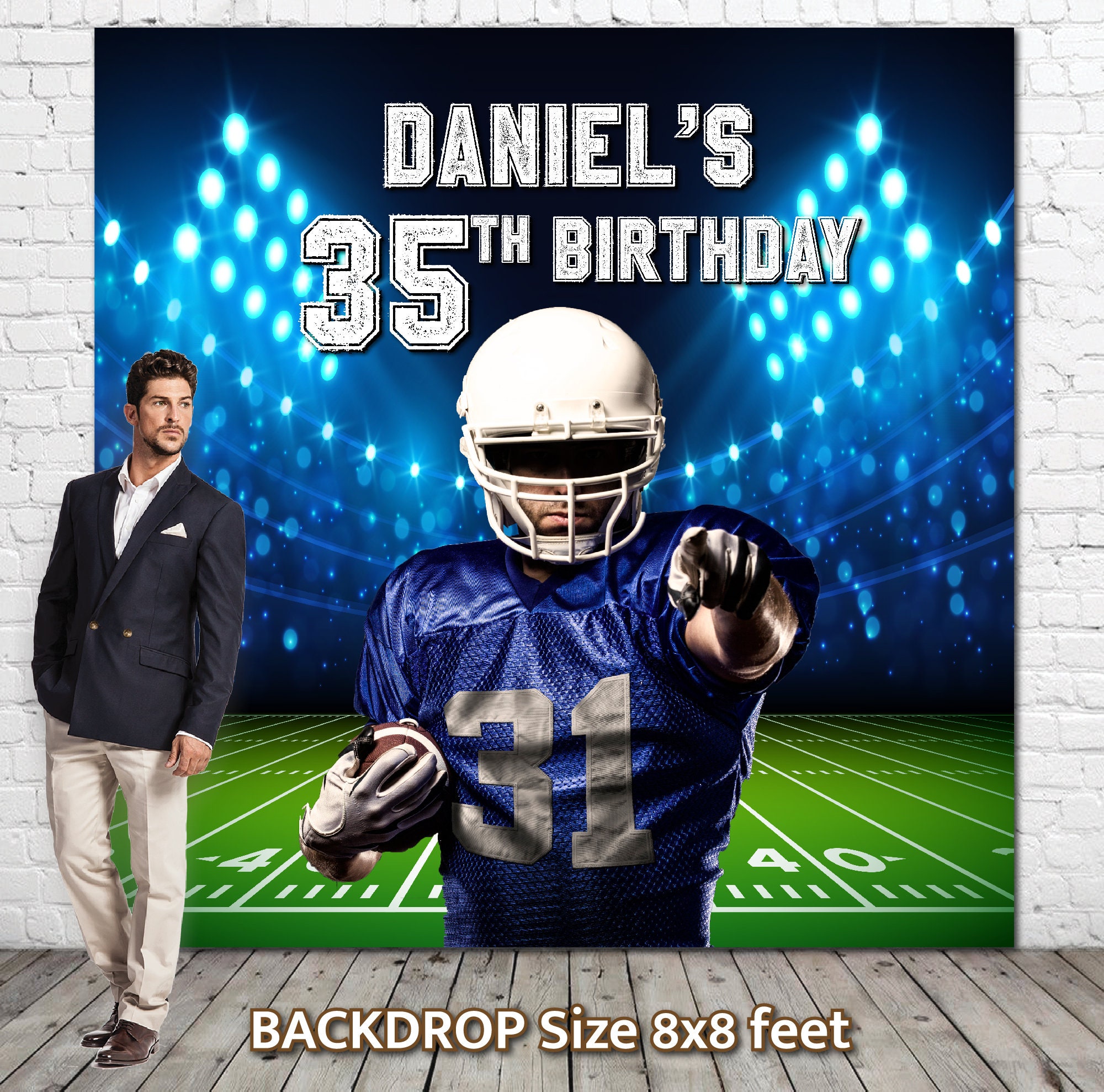 American Football Birthday Backdrop - Etsy