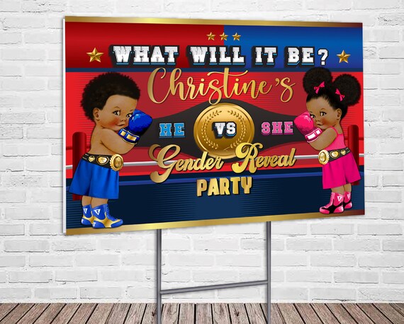Backdrops & Props Party Décor Boxing Gender Reveal Backdrop Printed and ...