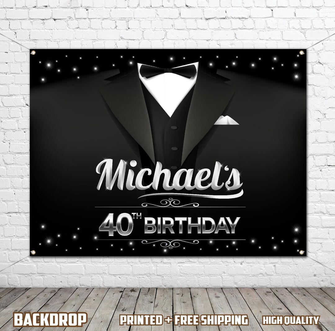 Tuxedo Birthday Backdrop - Etsy