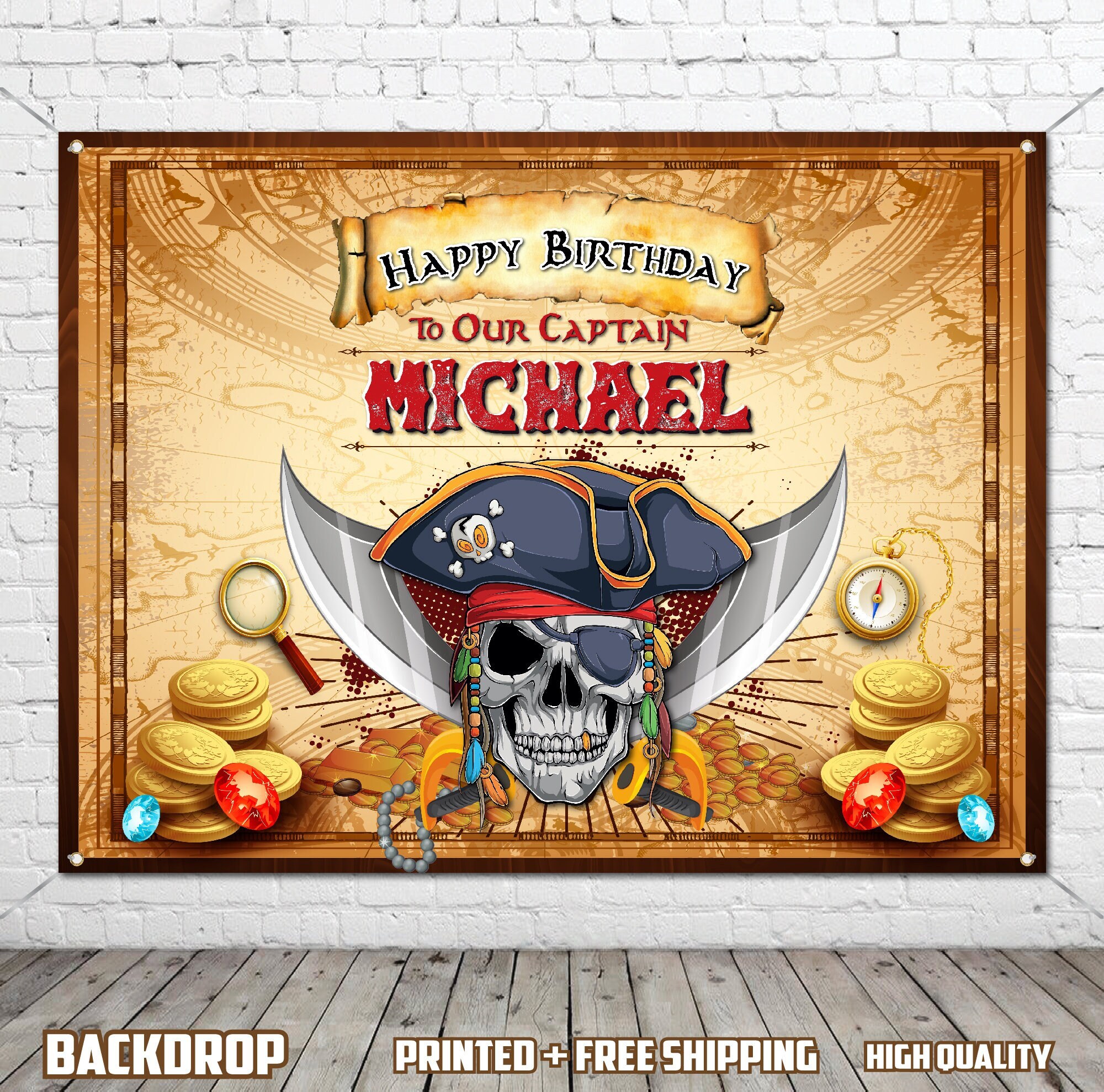 Pirate Ship Birthday Backdrop