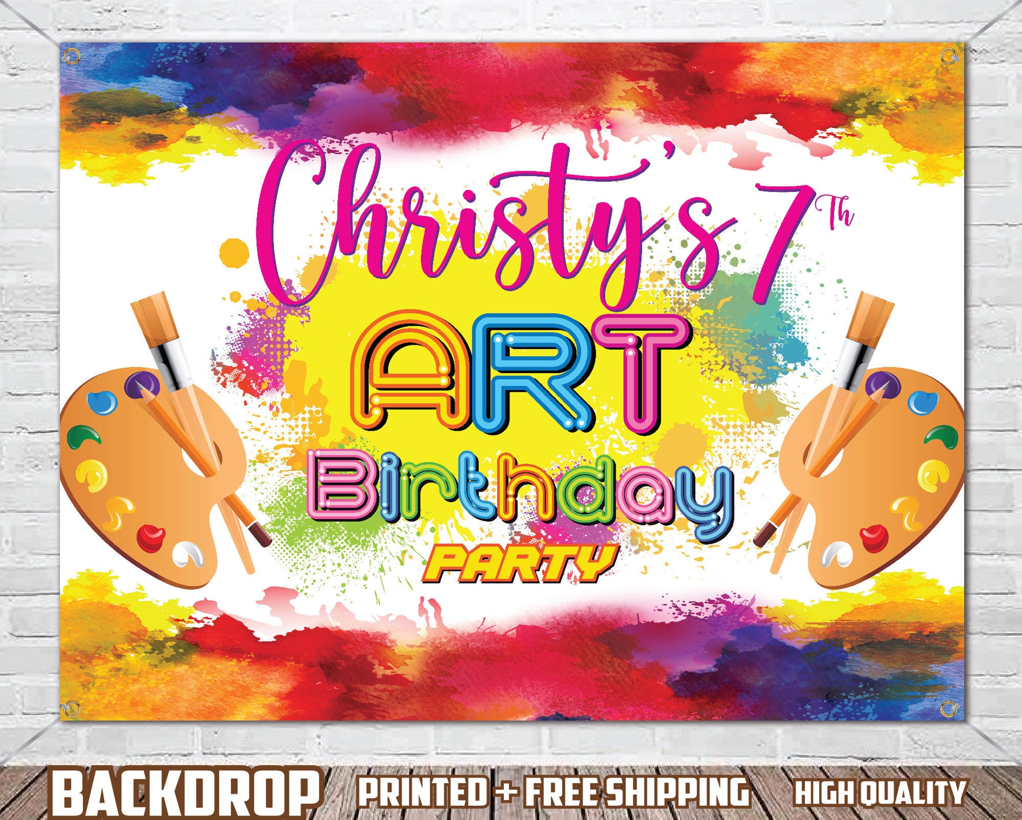 Paint Art Birthday Backdrop - Etsy
