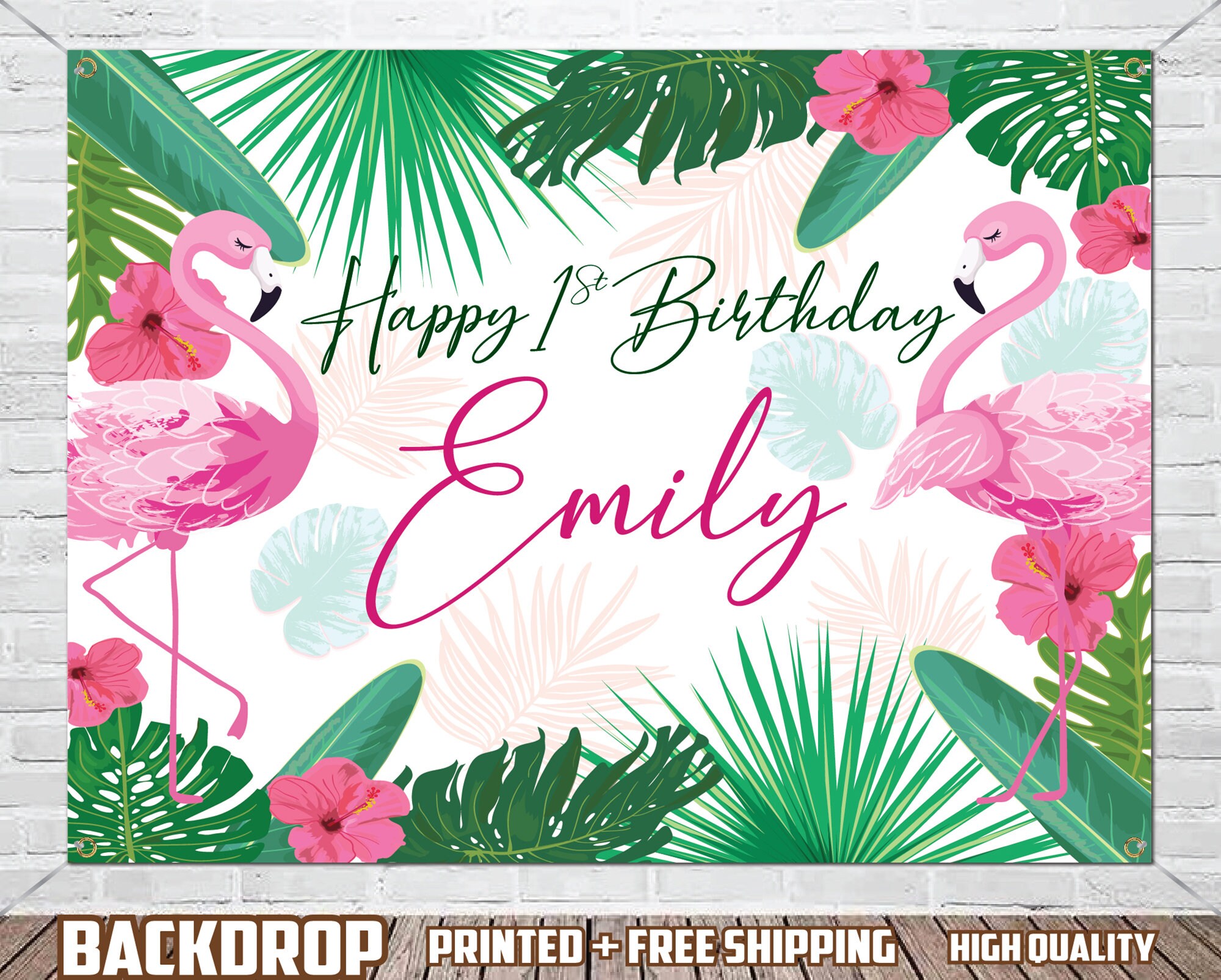 Flamingo Birthday Backdrop - Etsy
