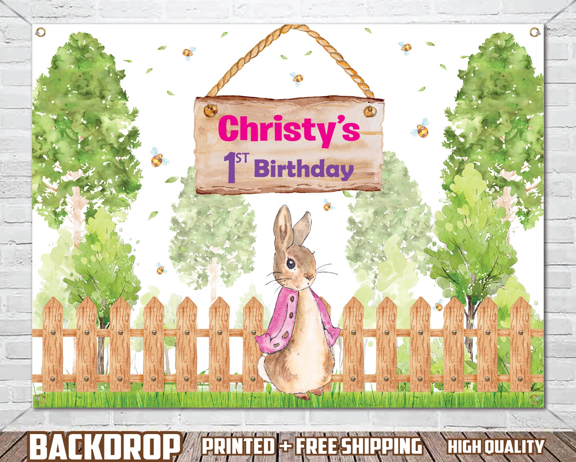Rabbit Birthday Birthday Backdrop - Etsy