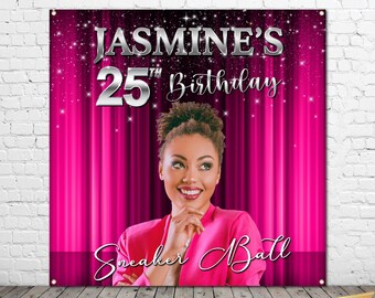 Pink SNEAKER PARTY BACKDROP, Sneaker Ball Backdrop, Sweet Sixteen ...