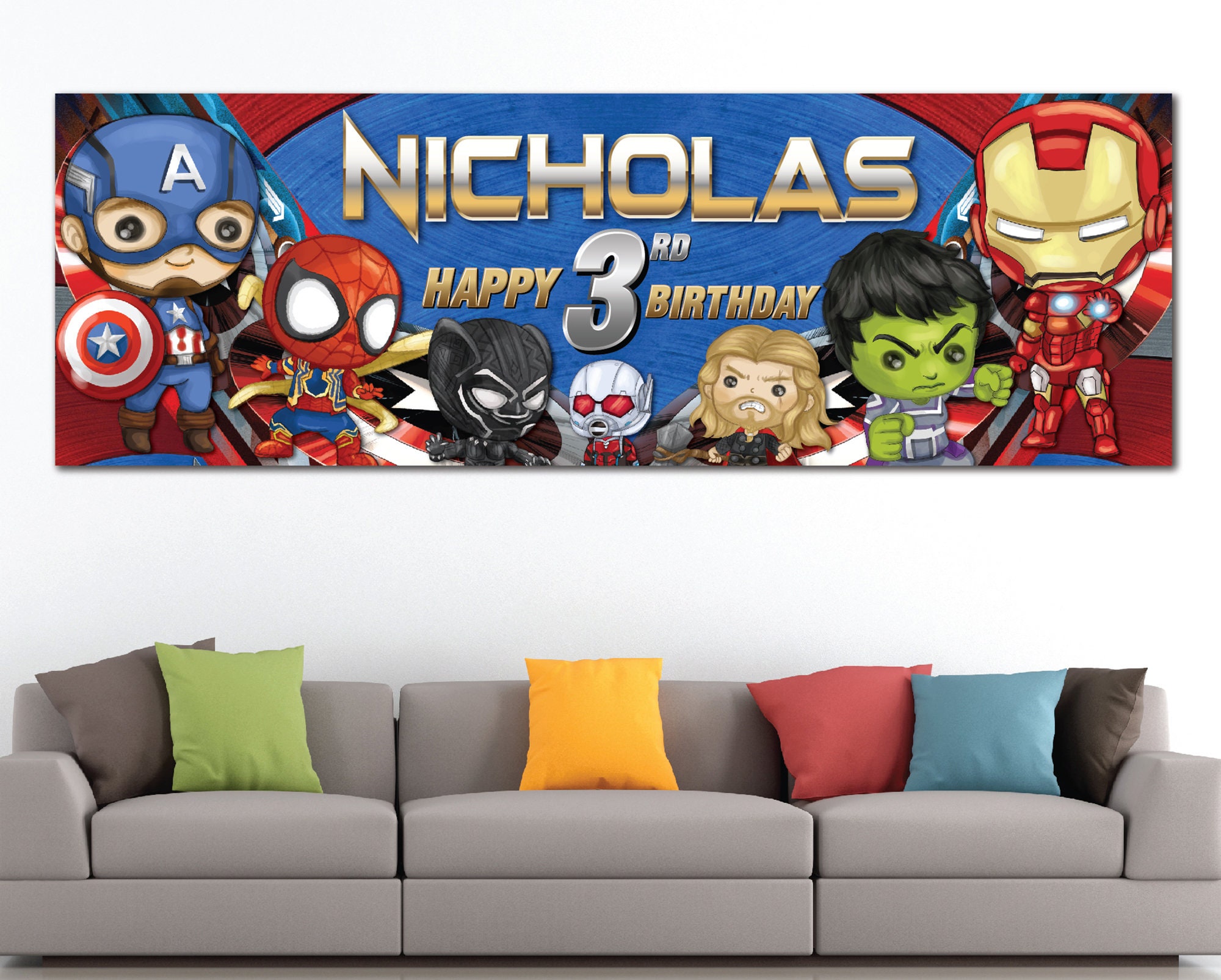 Super Heroes Birthday Banner - Etsy