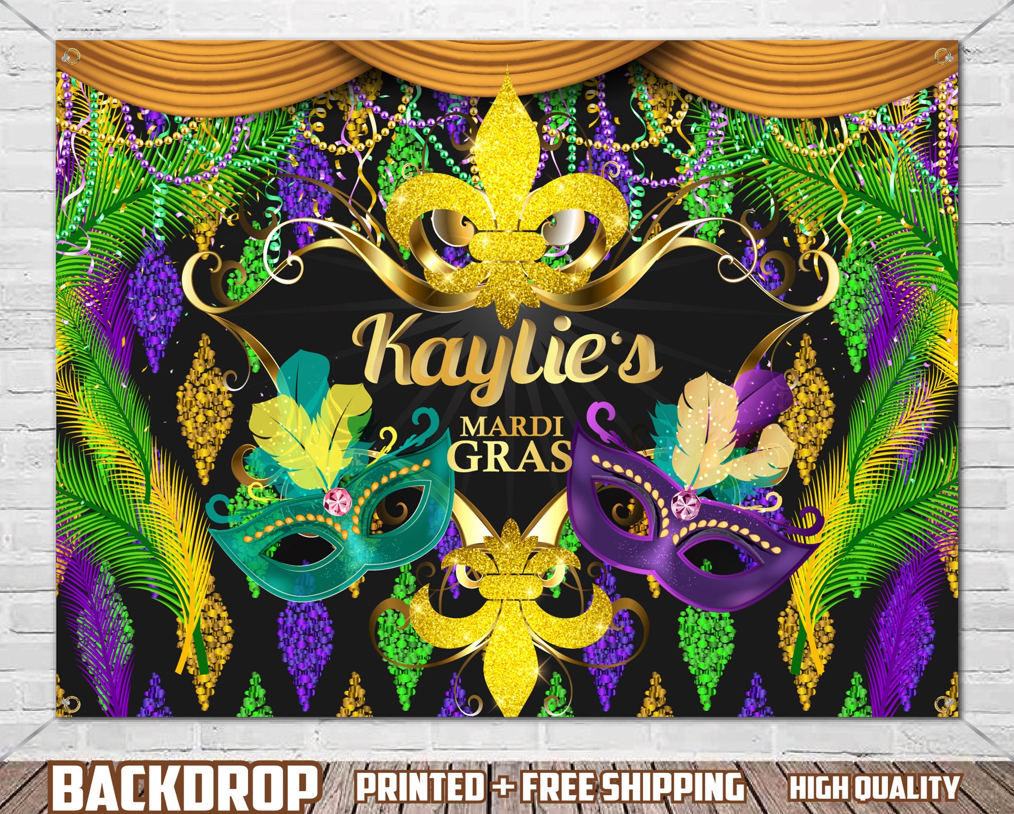 Mardi Gras Party Backdrop Masquerade Backdrop Printed & | Etsy