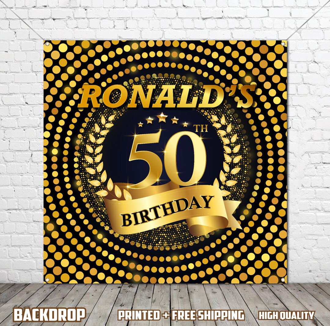 Black Gold 50th Birthday Backdrop - Etsy