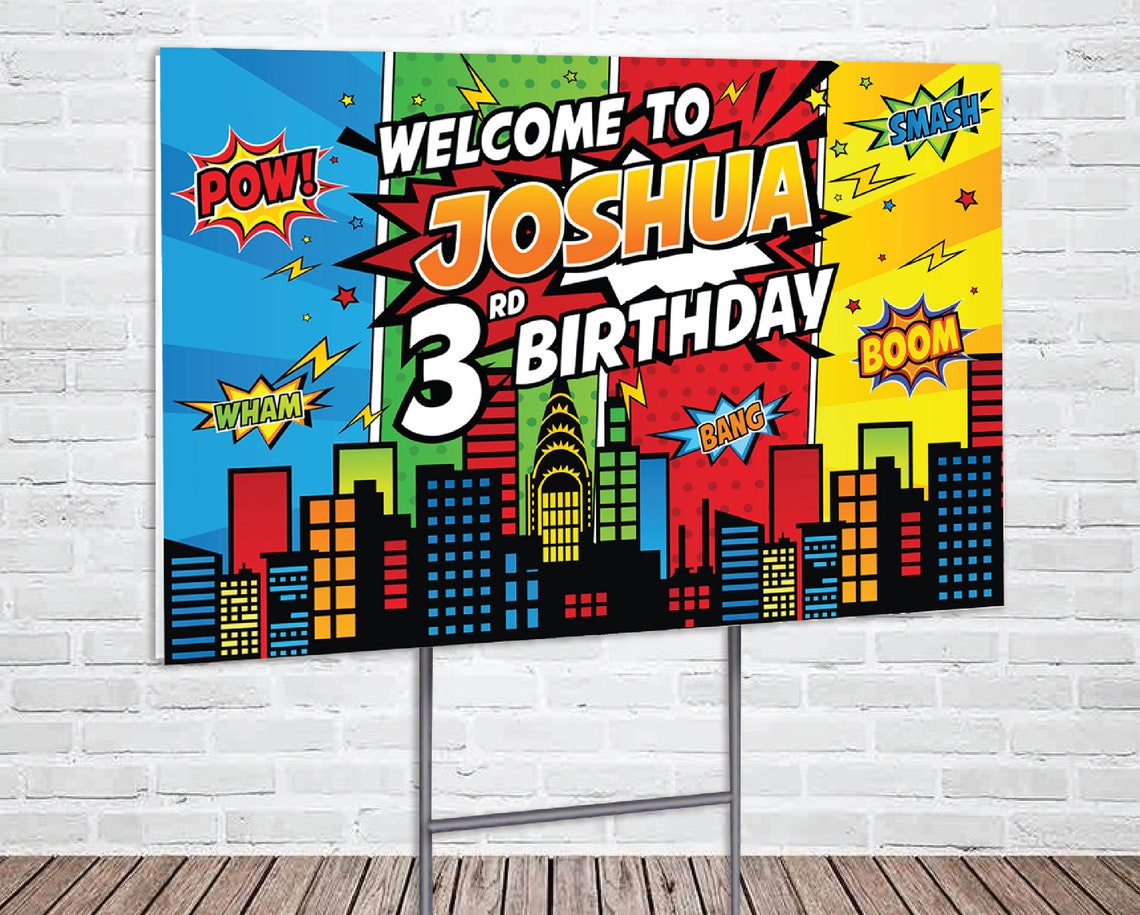 Super Hero Birthday Yard Sign High Quality Printed and - Etsy