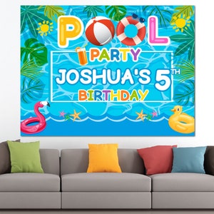 Pool Party Birthday Backdrop - Etsy