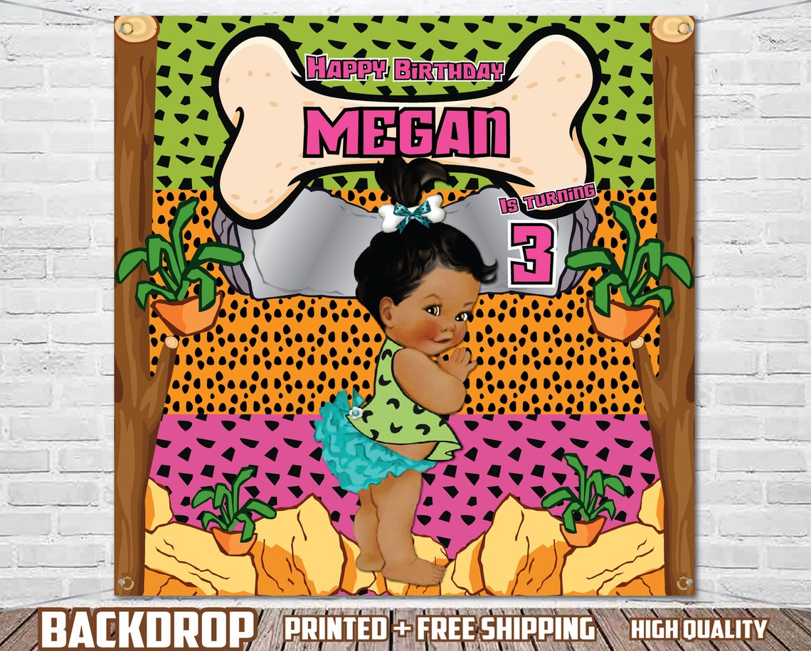 Yabado Pebbles Birthday Backdrop - Etsy