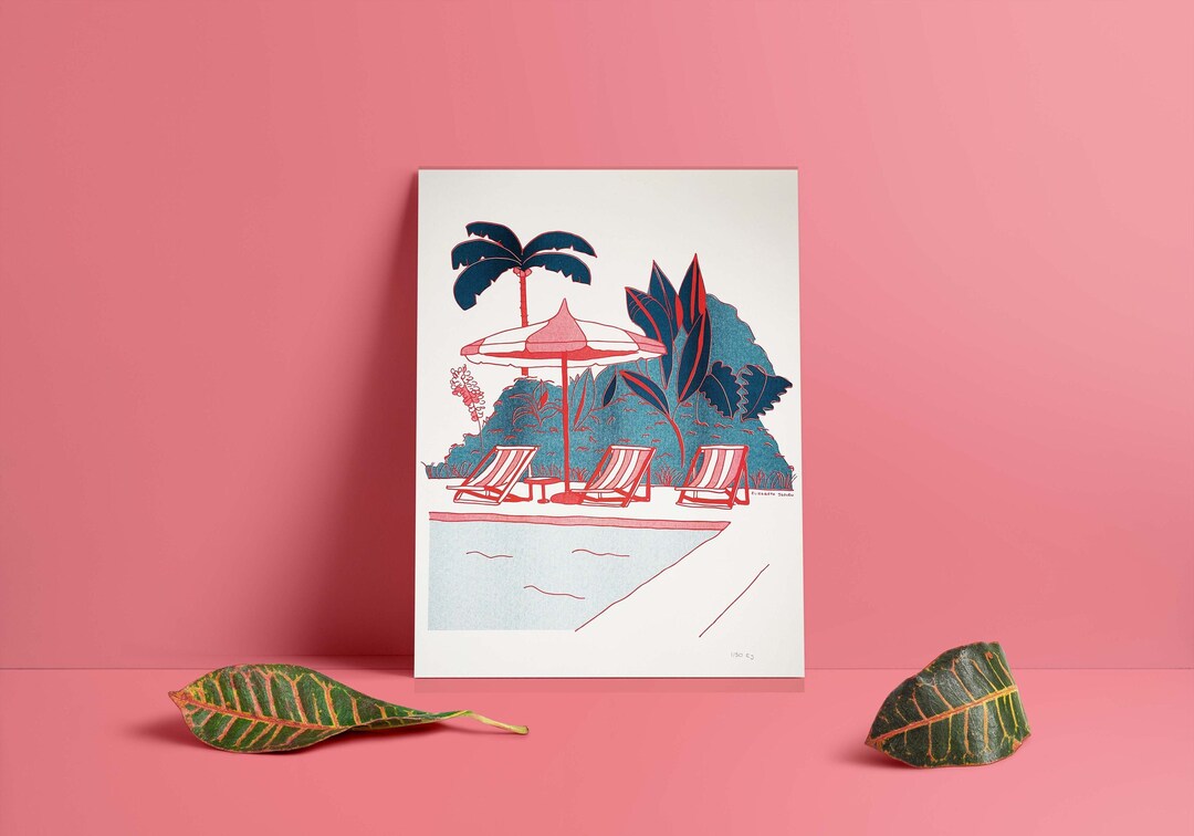Poster Risography Limited Series 30x40 Cm Red and Green Pool - Etsy UK