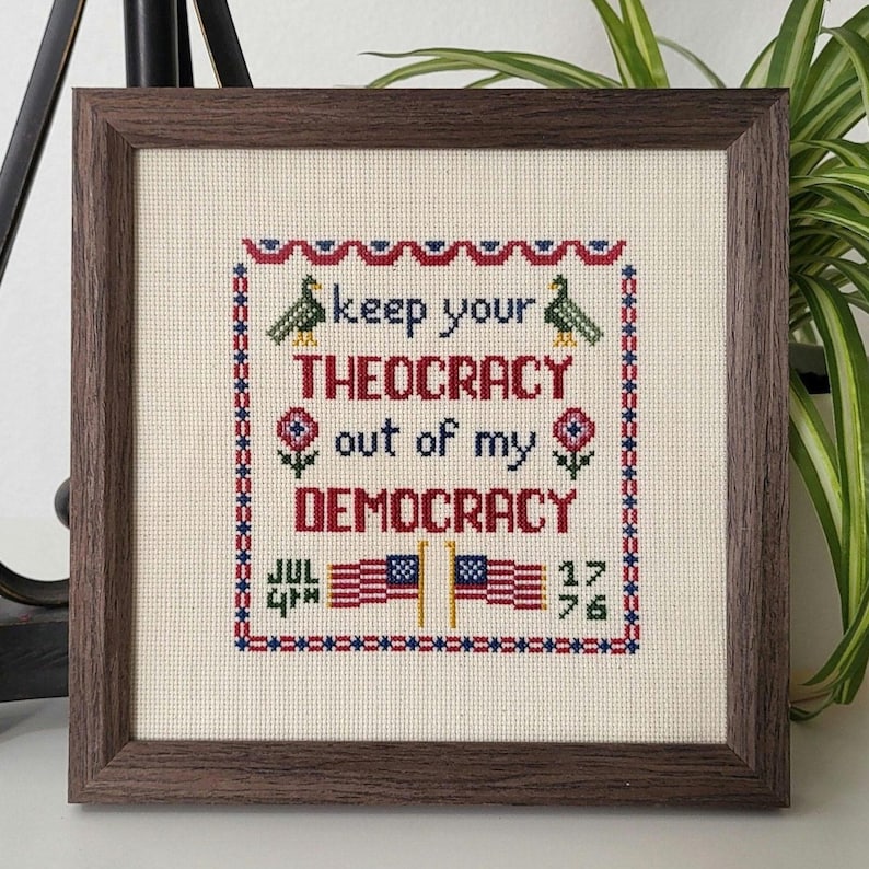 Cross Stitch KIT - Keep Your Theocracy Out of My Democracy - Etsy