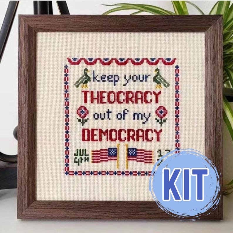 Cross Stitch KIT - Keep Your Theocracy Out of My Democracy - Etsy
