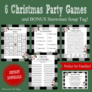 6 Christmas Party Games W/ Bonus Snowman Soup Tag | Printables for ...