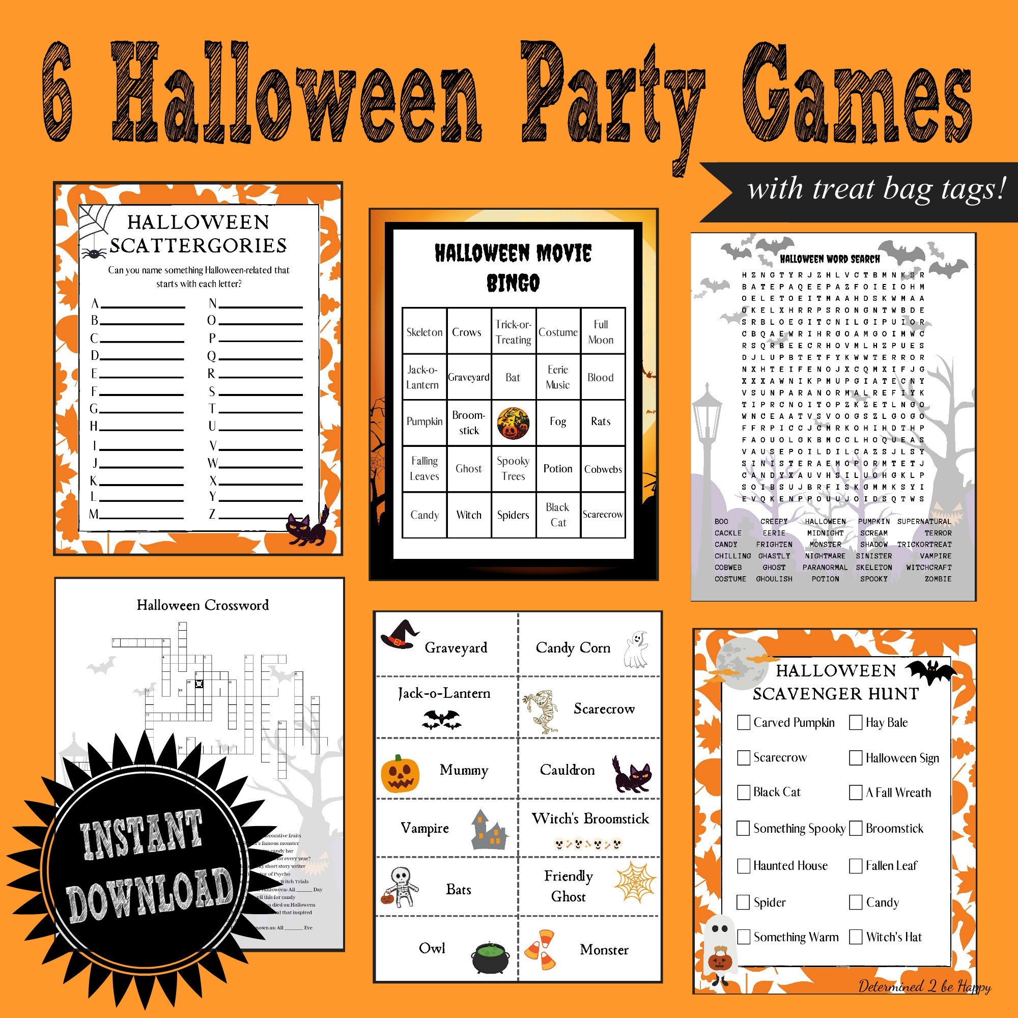6 Halloween Party Games With Bonus Treat Tags - Etsy