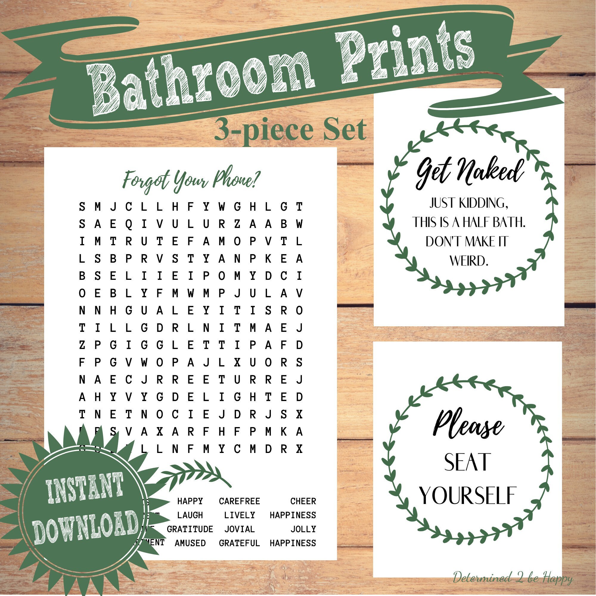 Fun, Farmhouse Style Bathroom Prints | Set of 3 - Different Printable ...