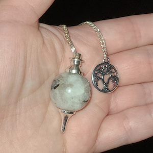 Rainbow Moonstone Sephoroton Pendulum With Tree of Life Fob, Ball ...