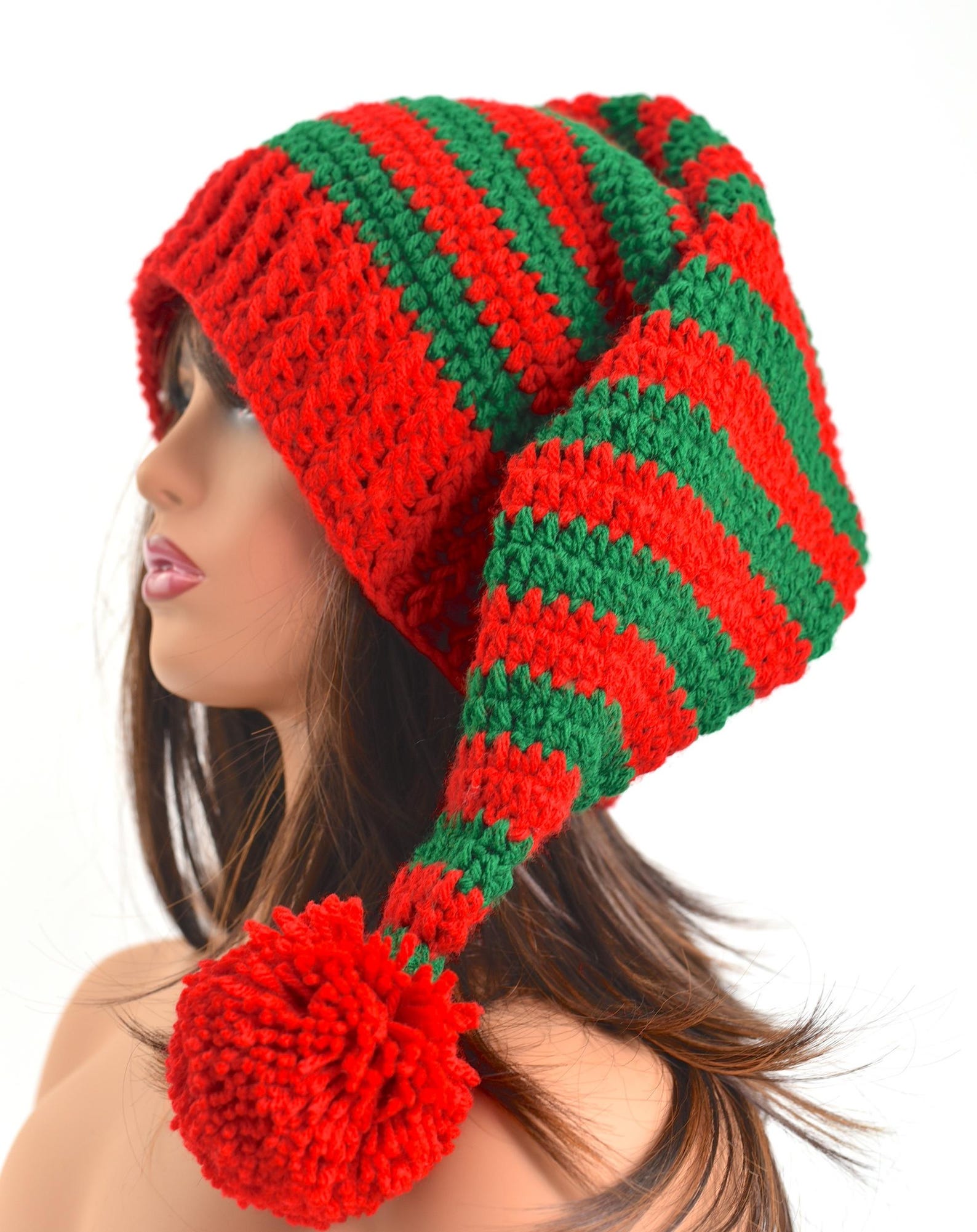 Christmas Crochet Elf Hat Pattern: Stocking Cap With Pom (PDF Download ...