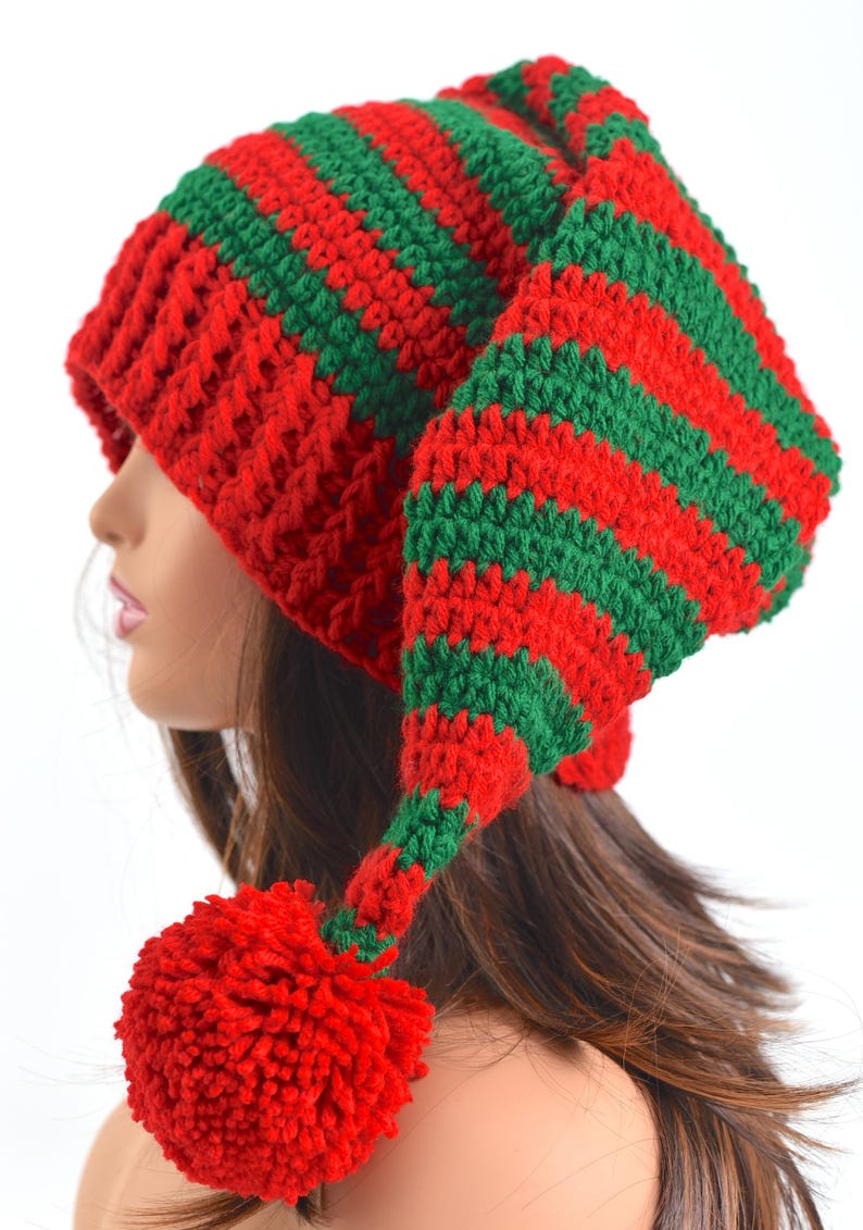 Christmas Crochet Elf Hat Pattern: Stocking Cap With Pom (PDF Download ...