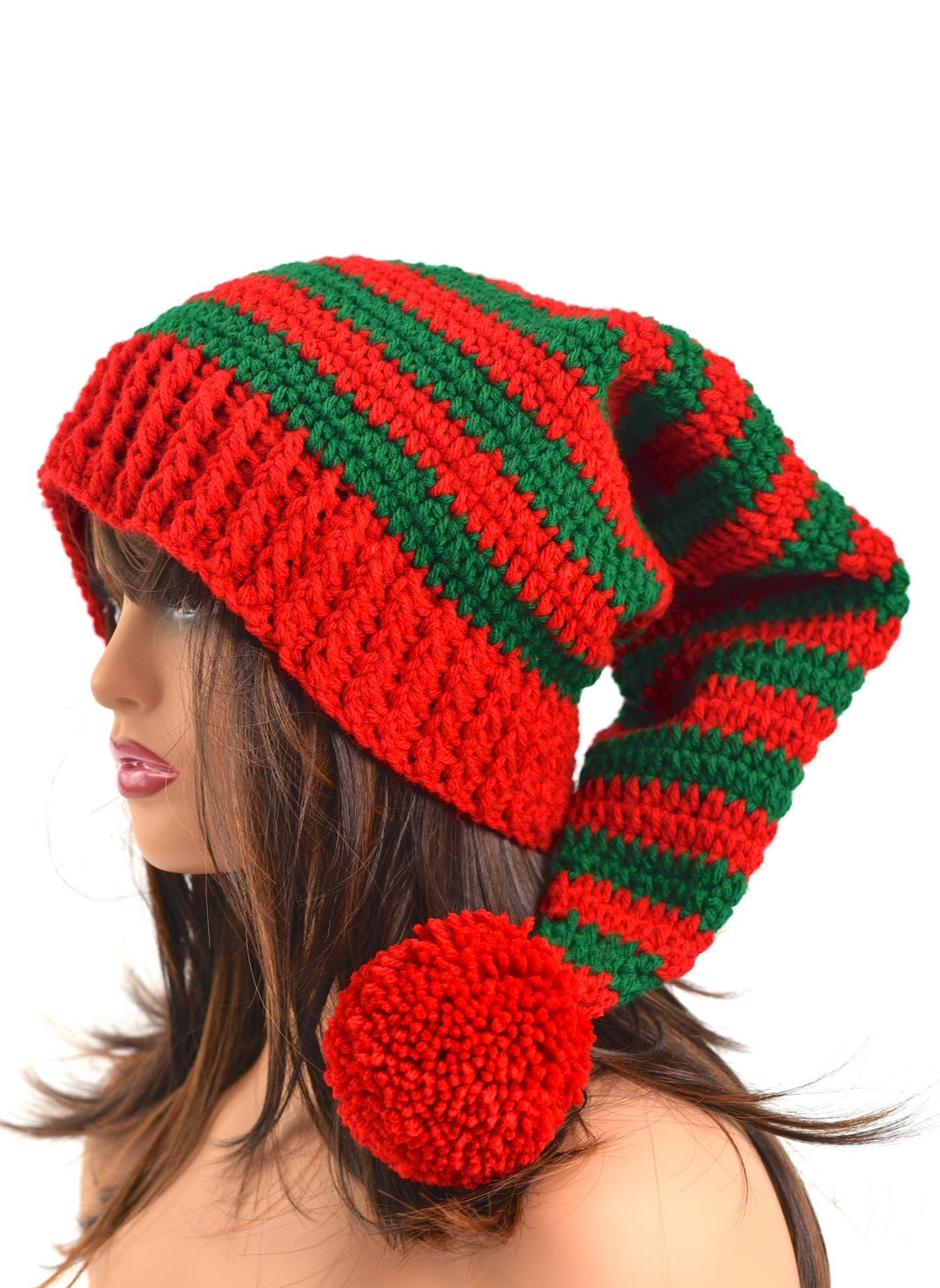 Christmas Crochet Elf Hat Pattern: Stocking Cap With Pom (PDF Download ...