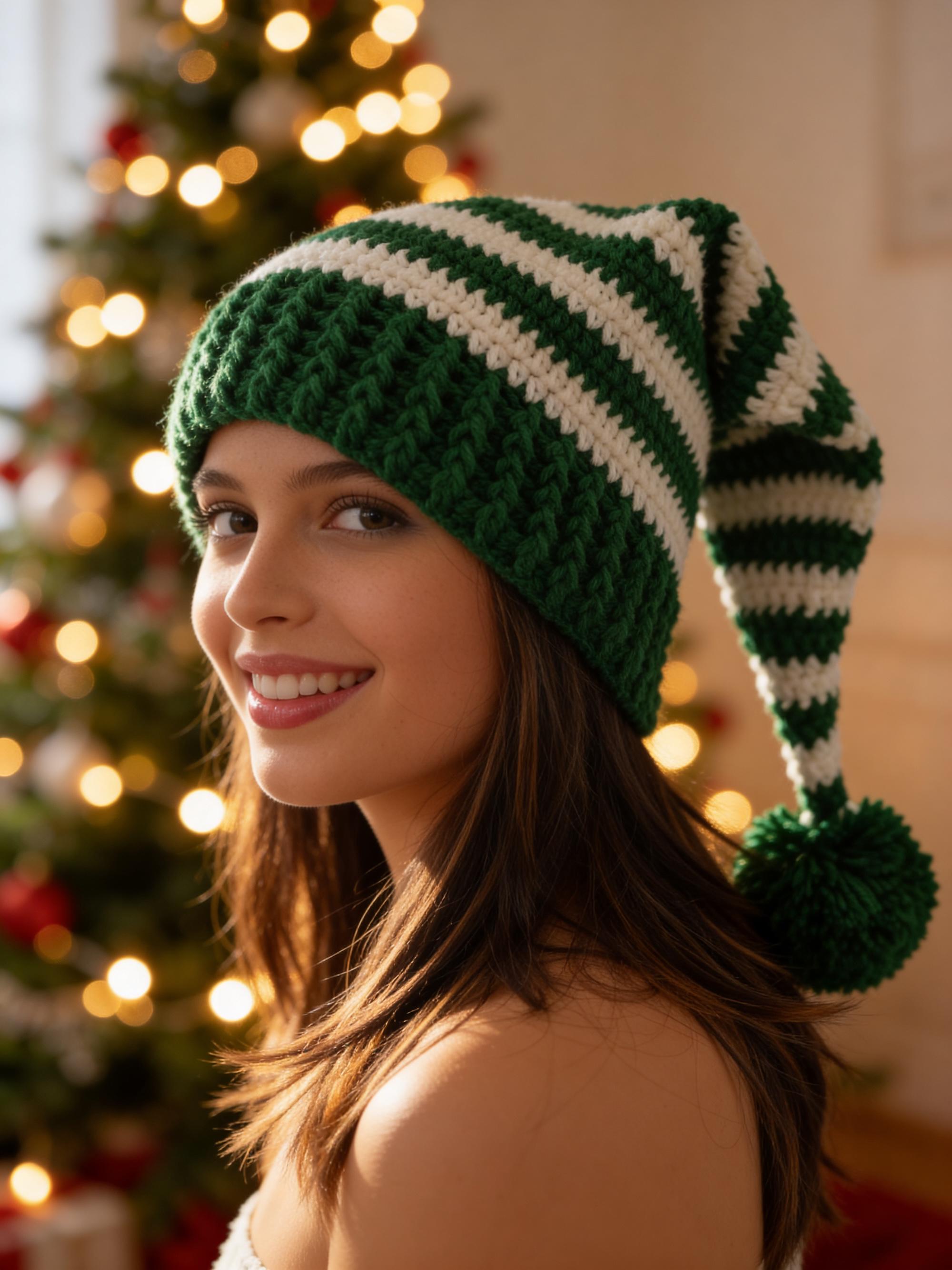 Christmas Crochet Elf Hat Pattern: Stocking Cap With Pom (PDF Download ...