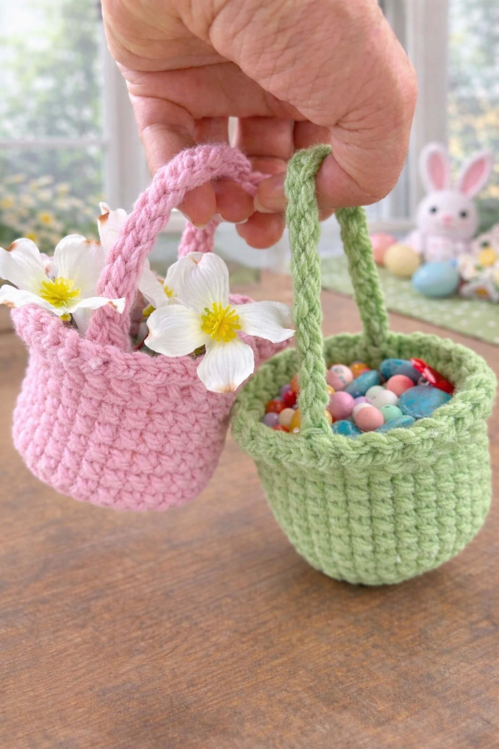 Mini Crochet Basket Pattern for Easter Treats and Halloween Candy (PDF ...