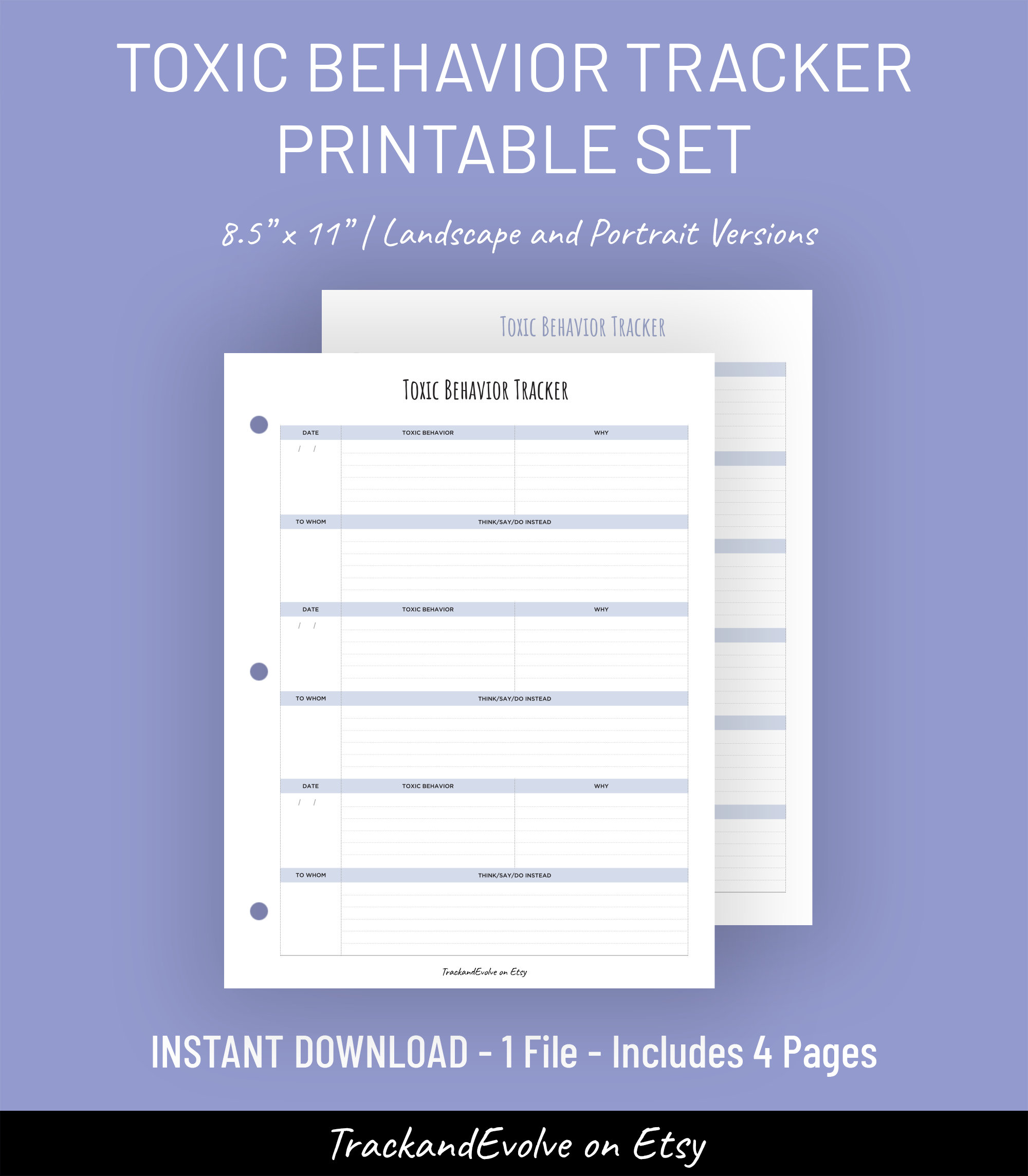 Printable Toxic Behavior Tracker - Etsy