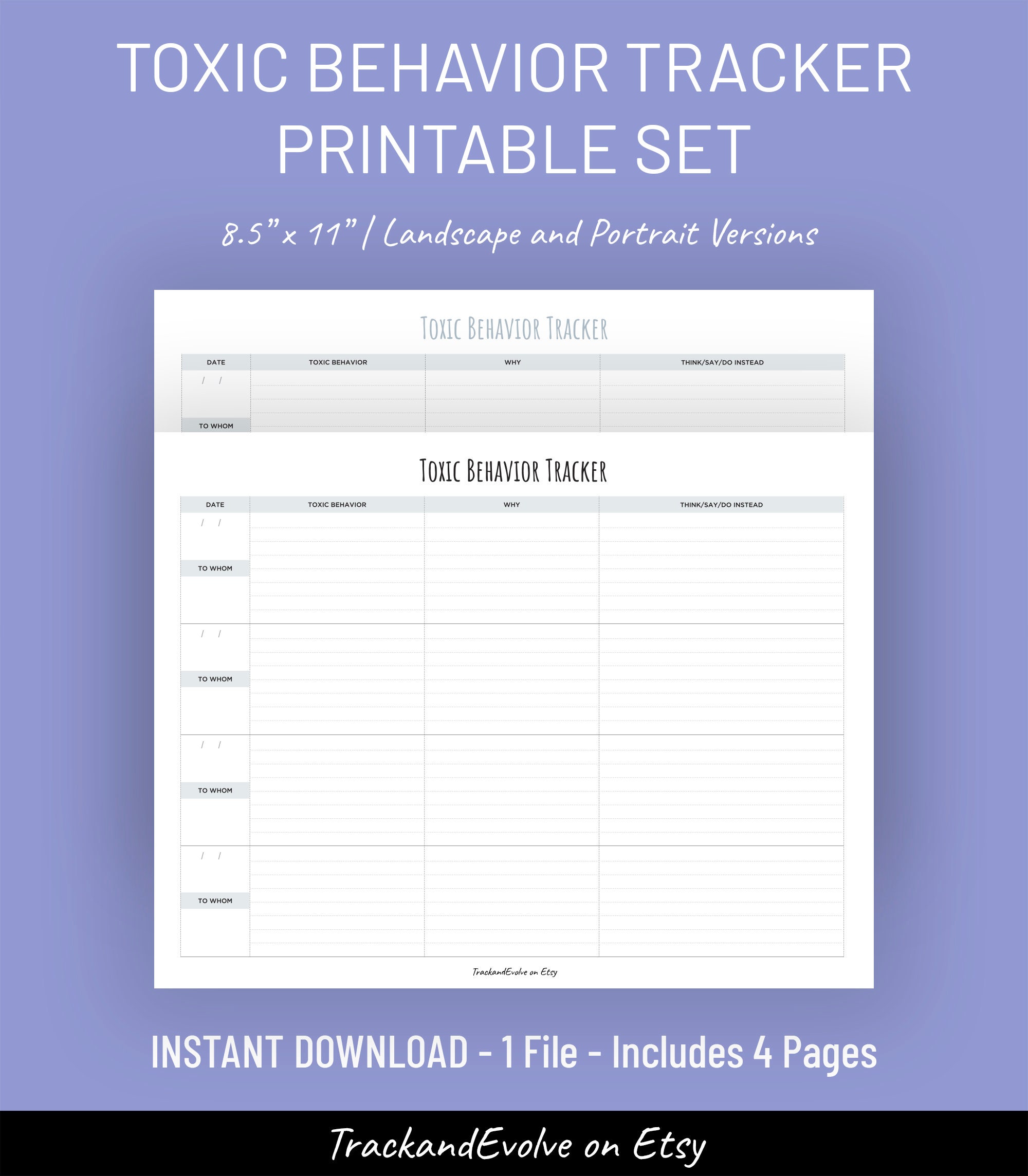 Printable Toxic Behavior Tracker - Etsy