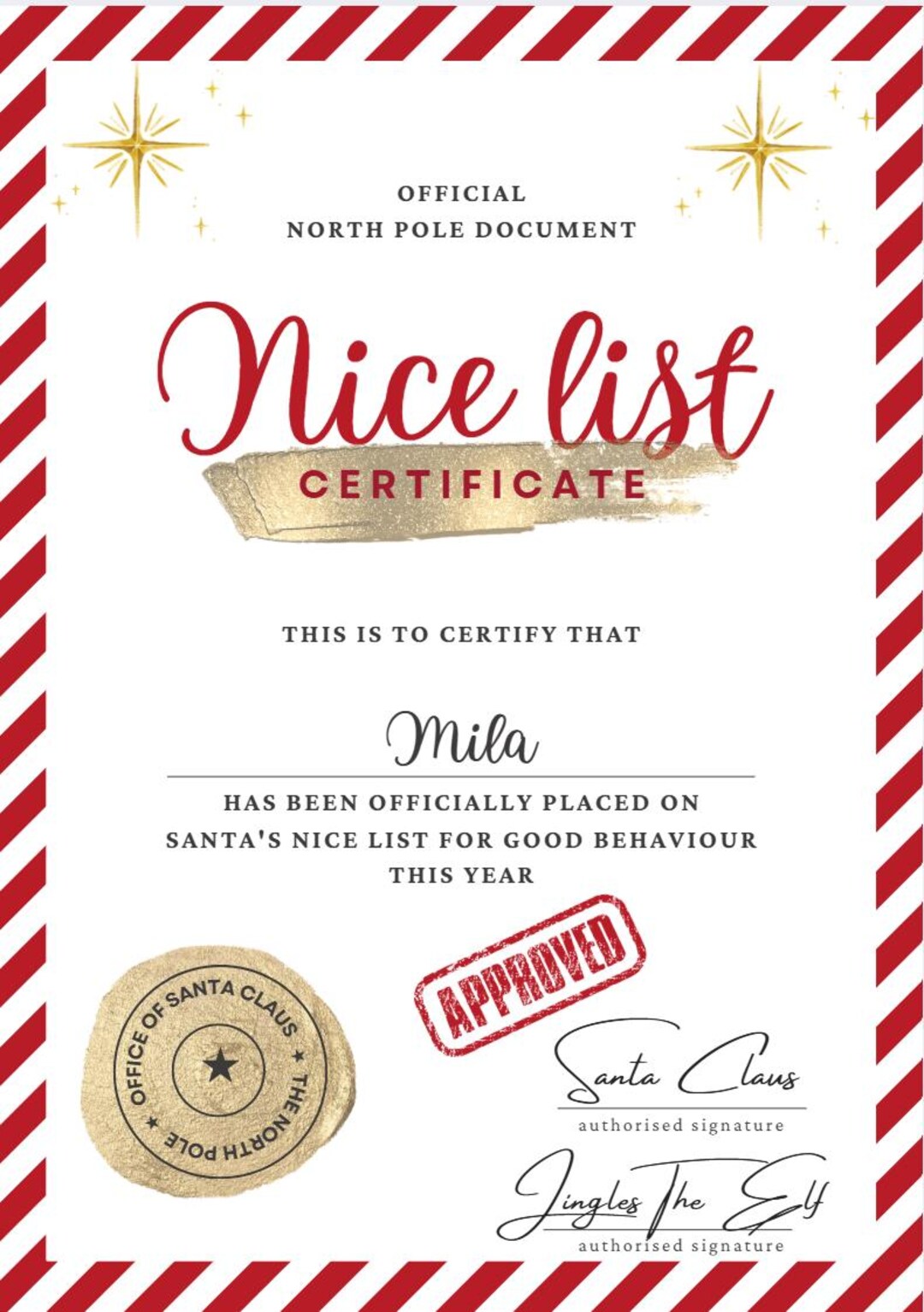 Personalised Nice List Certificate - Etsy