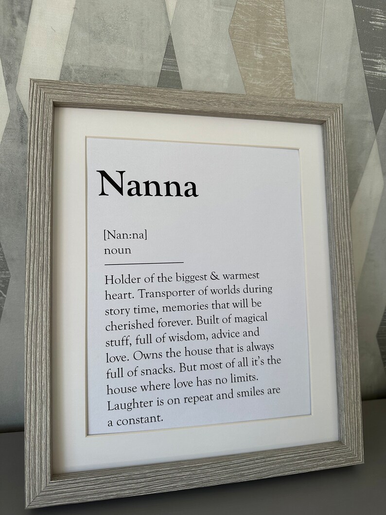 Nanna Wall Art Print, Birthday Present, Nanna Gift, Nanna Wall Decor ...