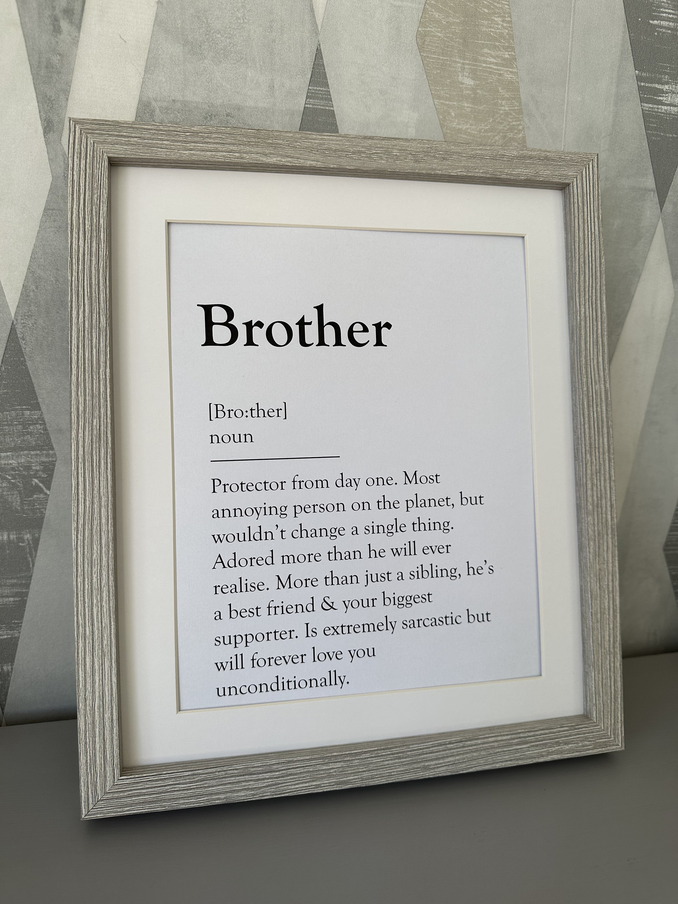 Brother Definition Wall Art Print, Birthday Gift, Happy Birthday ...
