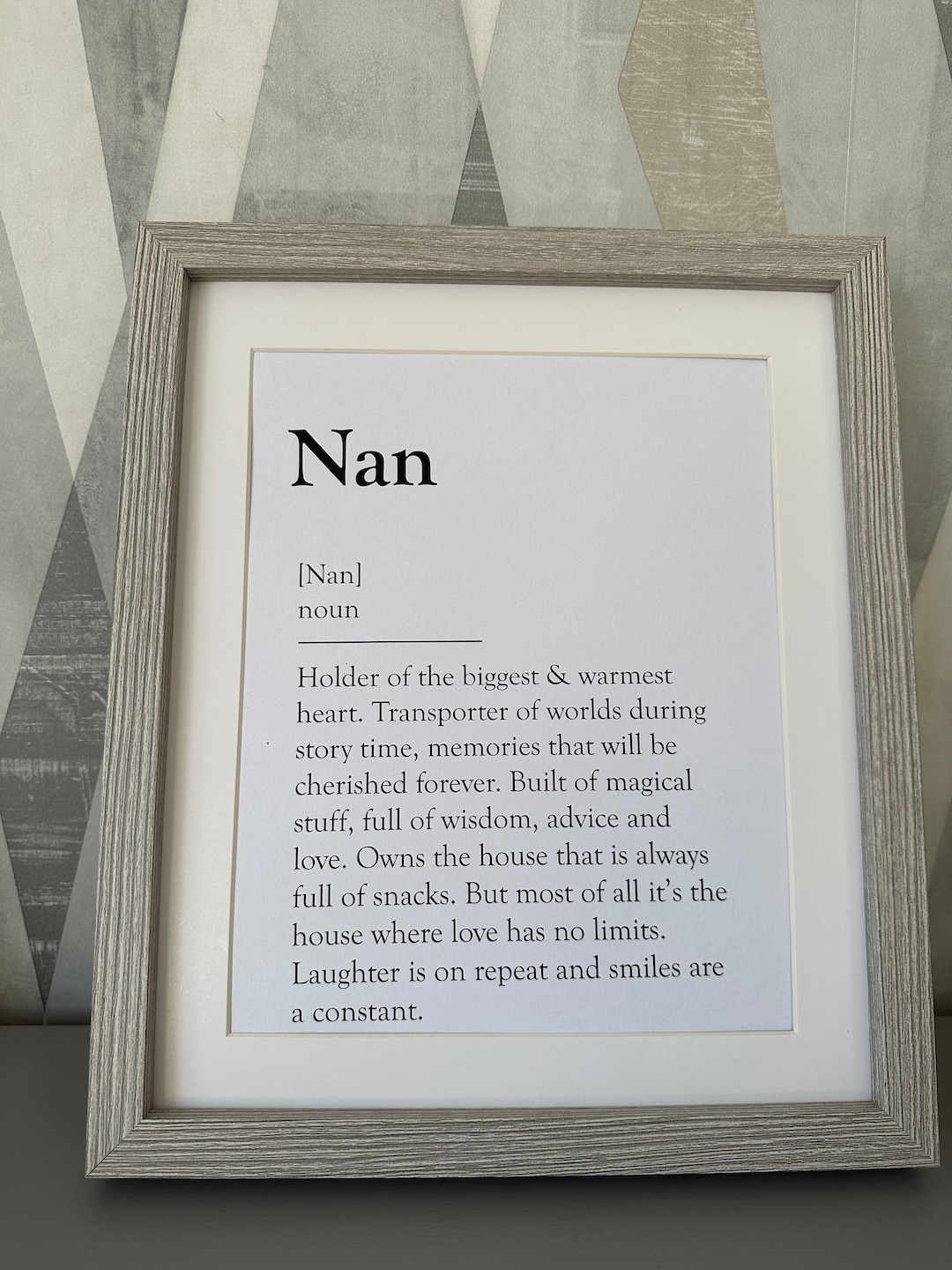 Nan Definition Wall Art Print, Birthday Present, Nan Appreciation Gift ...