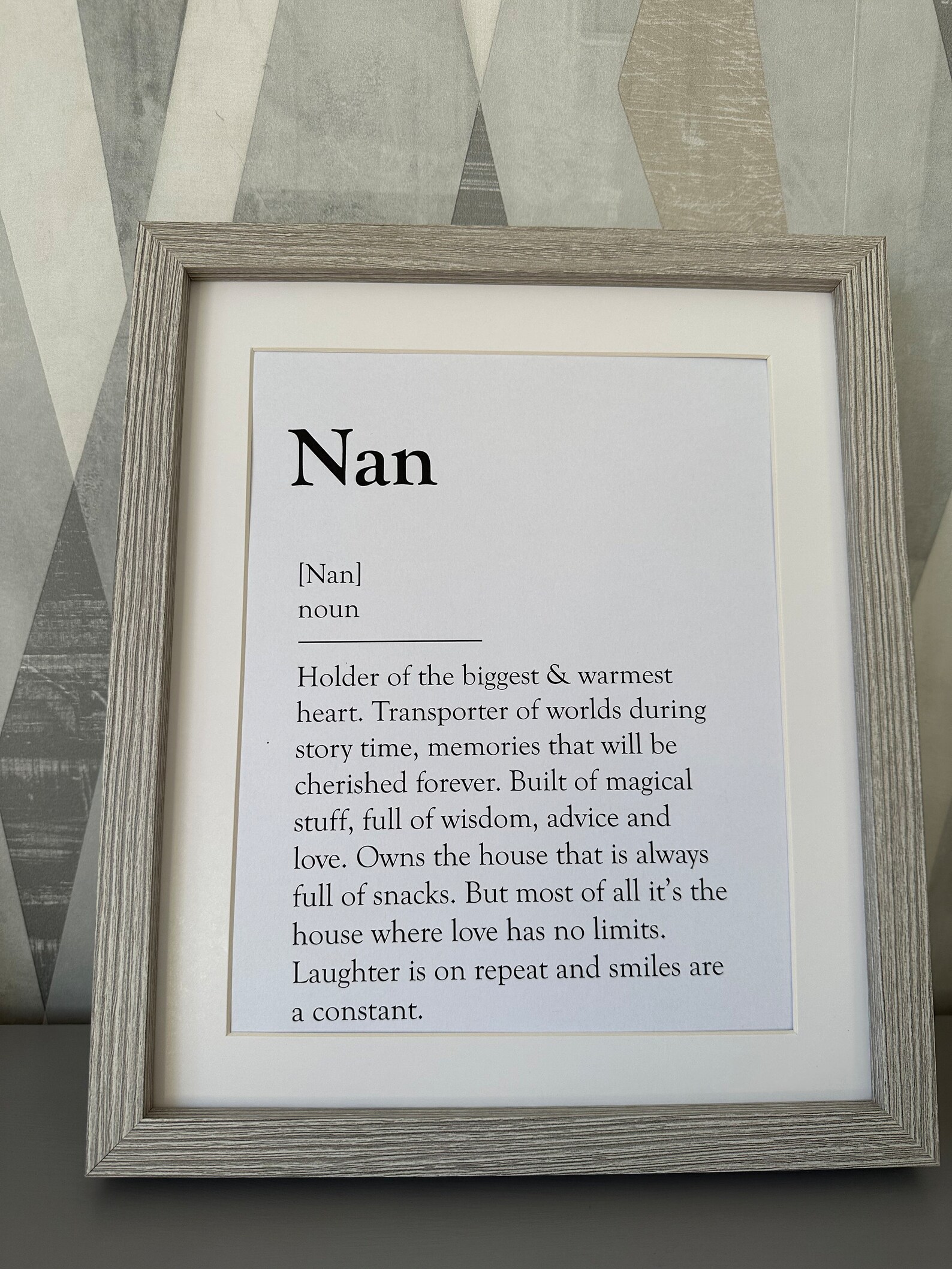 Nan Definition Wall Art Print, Birthday Present, Nan Appreciation Gift ...