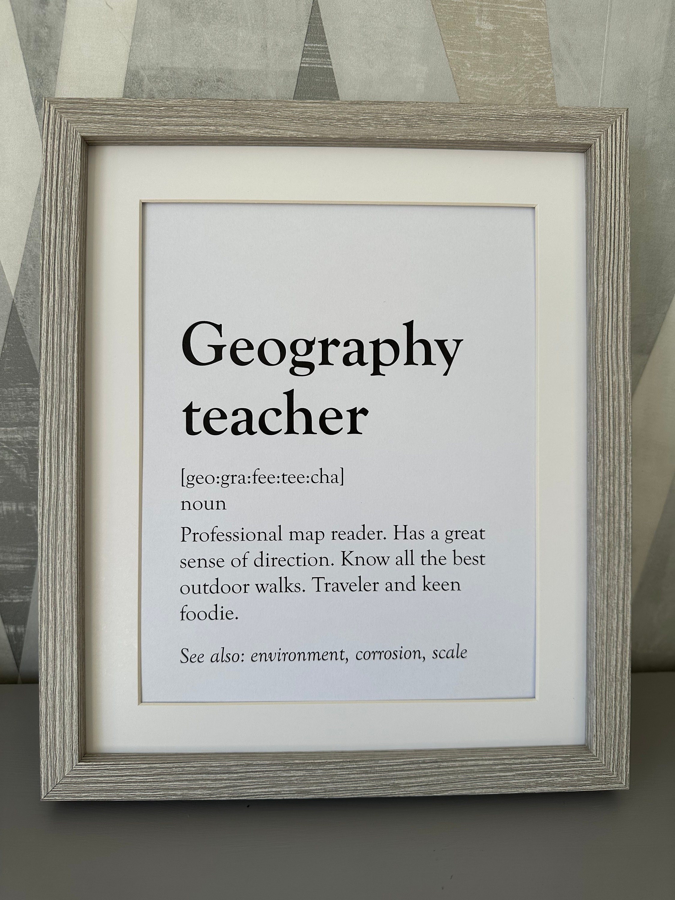 Geography Teacher Definition Wall Art Print, End of Year Gift, Gifts ...