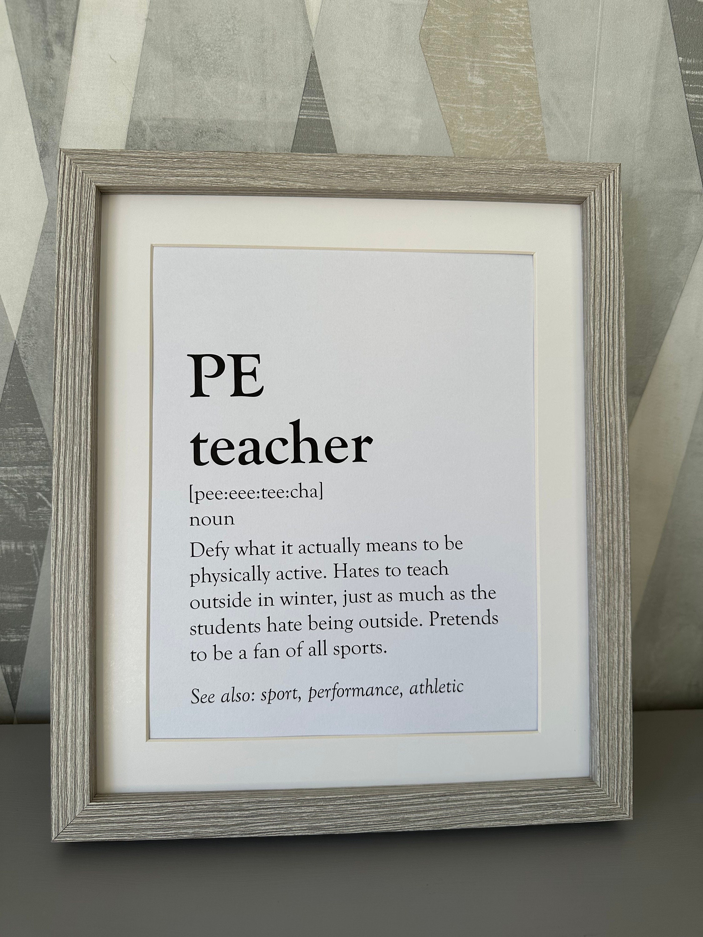 PE Teacher, Teacher Definition Wall Art Print, End of Year Gift, Gifts ...