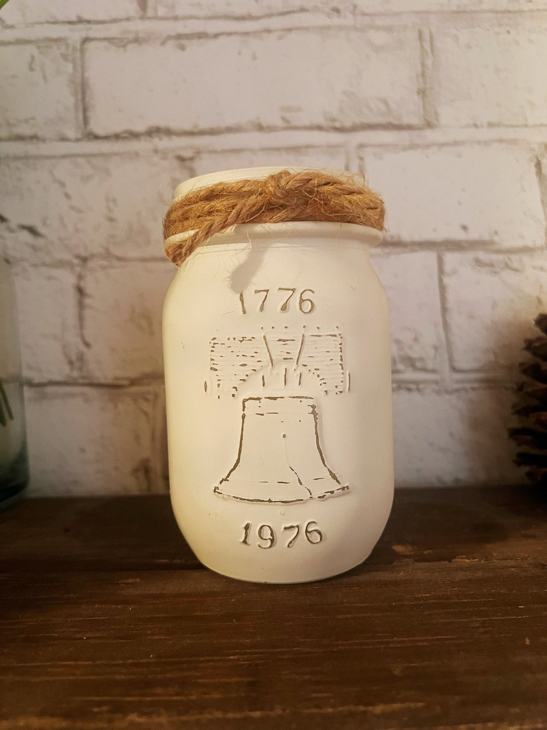 Vintage 1776 Jar, Mason Jar, White Distressed Vintage Mason Jar ...