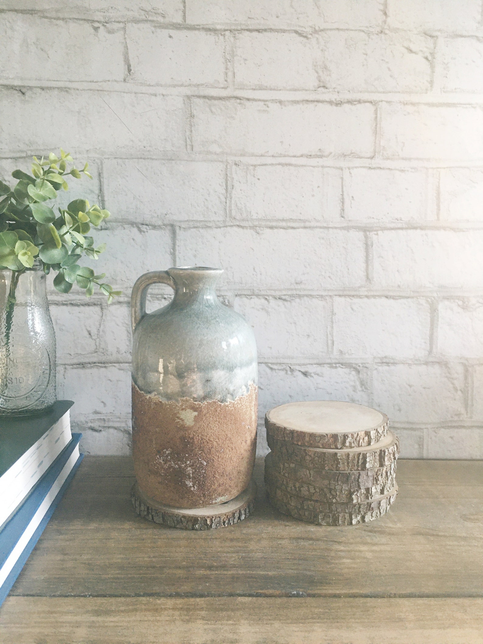 Set of 5 Rustic Wood Log Coasters, Natural Bark Coasters, Cabin Decor ...