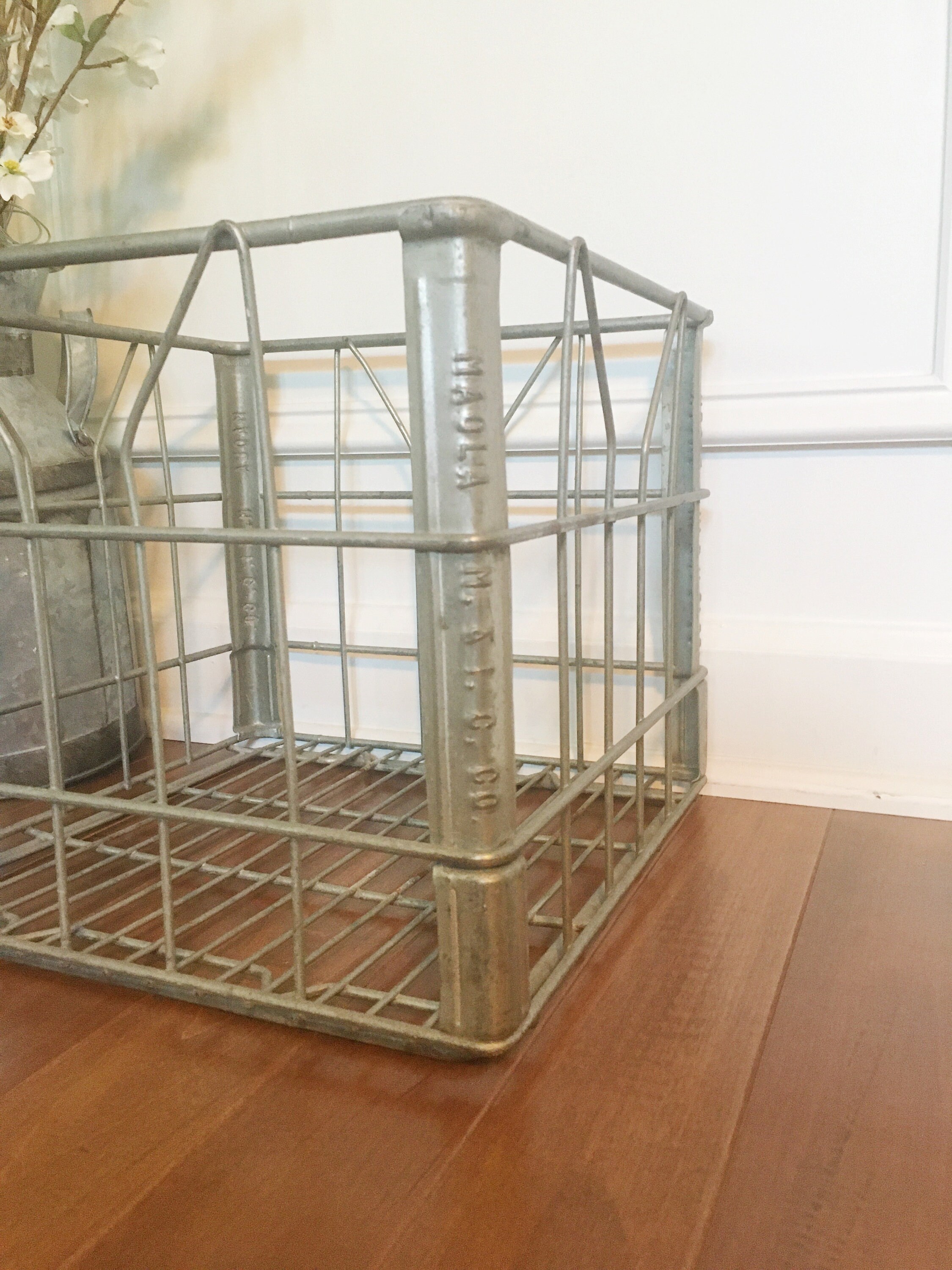 Vintage Wire Milk Crate, Maola Milk & Ice Cream Antique Metal Crate ...