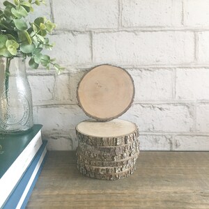 Set of 5 Rustic Wood Log Coasters, Natural Bark Coasters, Cabin Decor ...