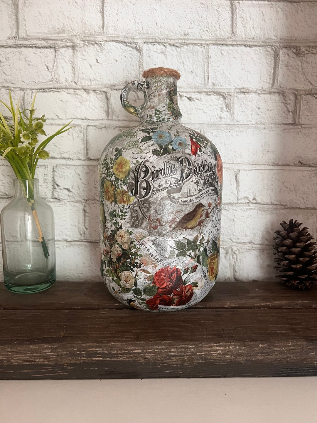Gallon Jug, Decorative Glass, Bird Jug Vase - Etsy