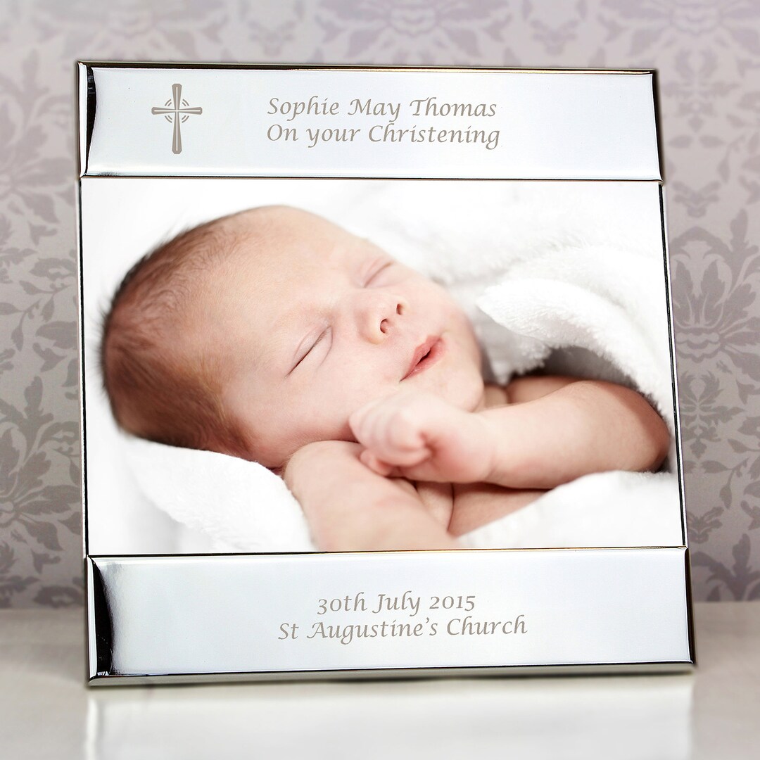 Personalised Silver Cross Square 6x4 Photo Frame | Christening ...