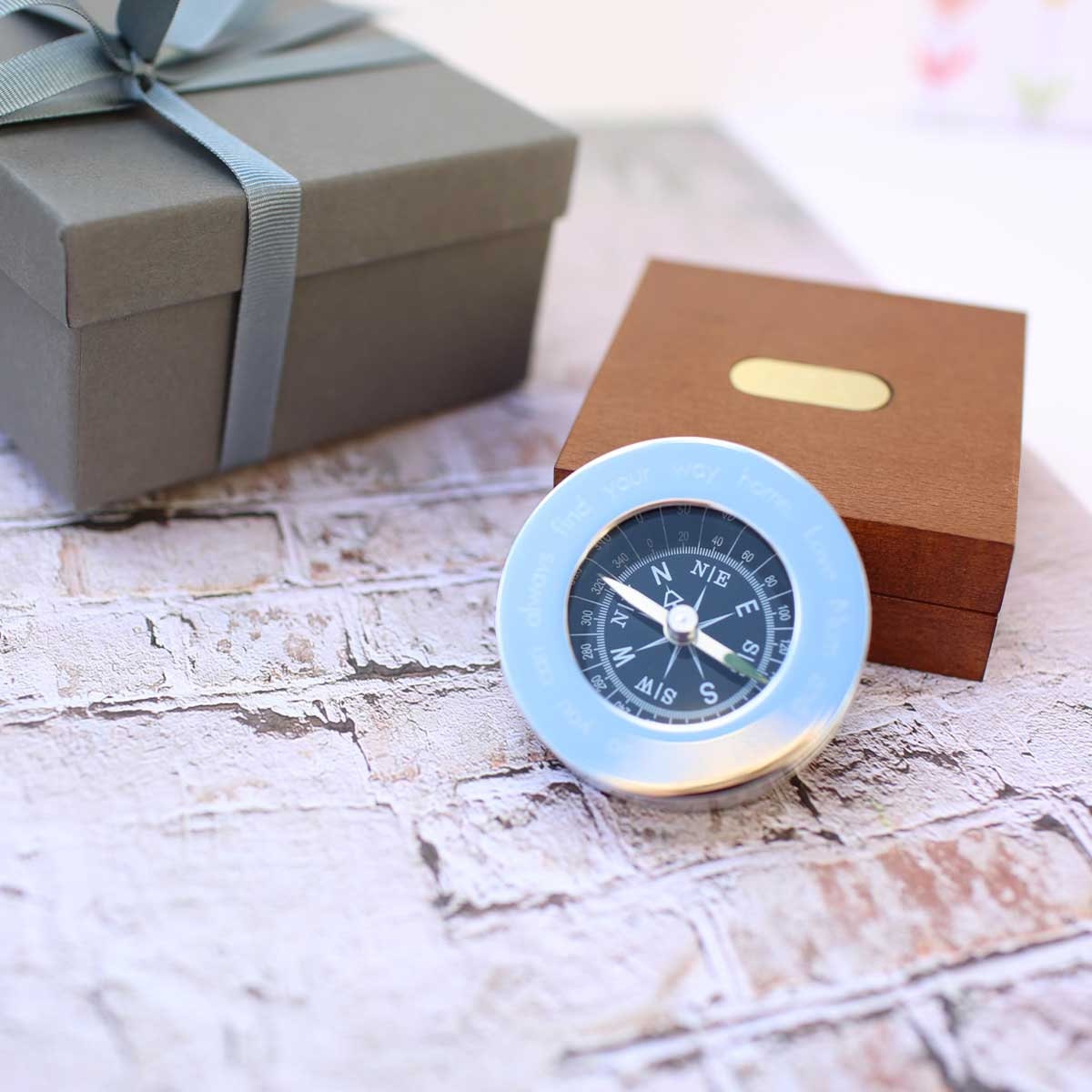 Compass Personalised With Mahogany Box Engraved Compass Etsy Uk