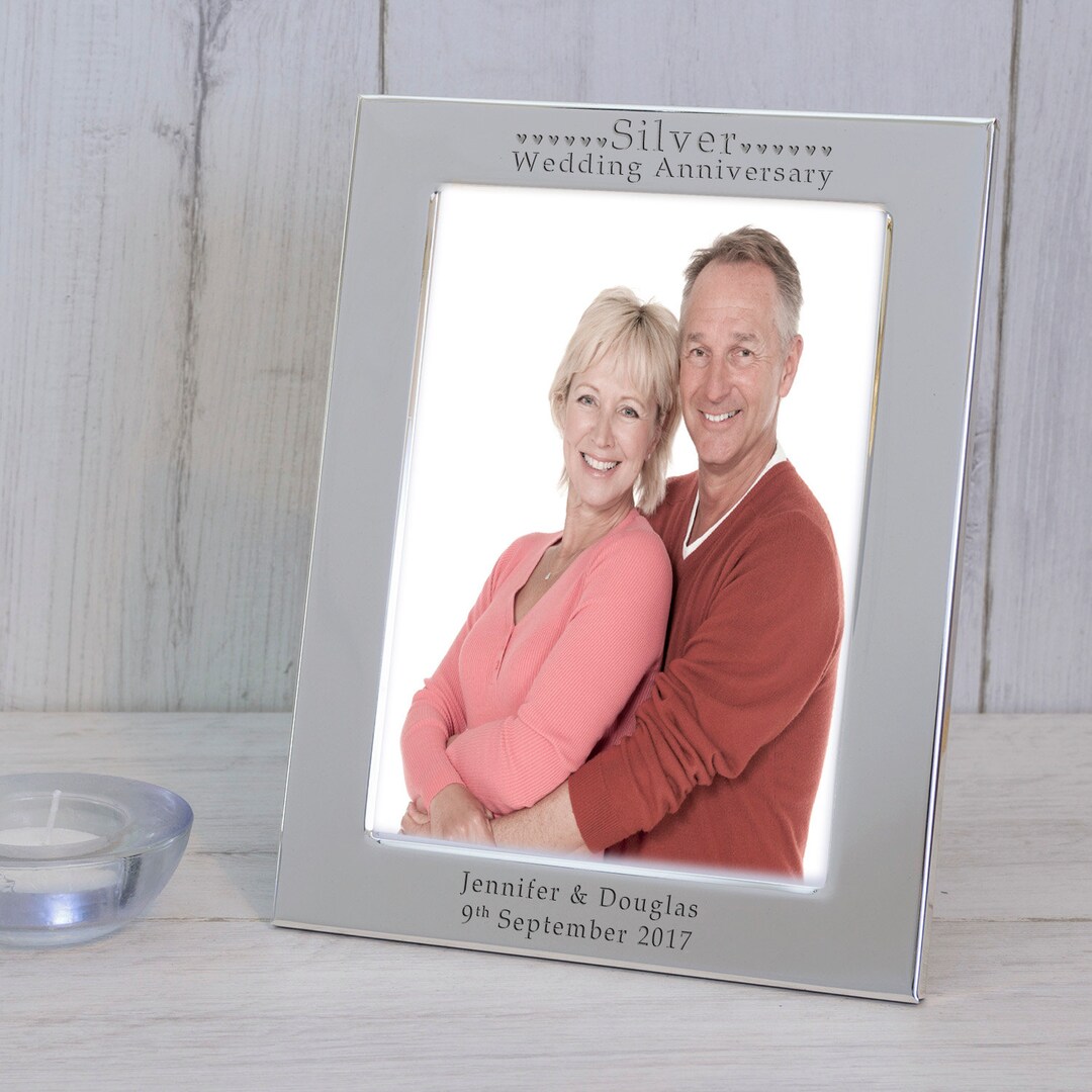 Silver Wedding Photo Frame - Engraved Any Message | Anniversarygift ...
